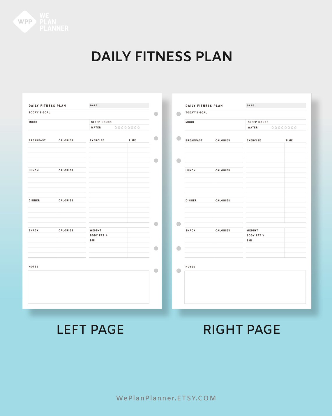 Daily Health Fitness Plan Printable Weight Loss Tracker Health ...