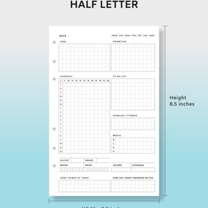 Printable Grid Daily Task Planner timetable Minimalist | Etsy