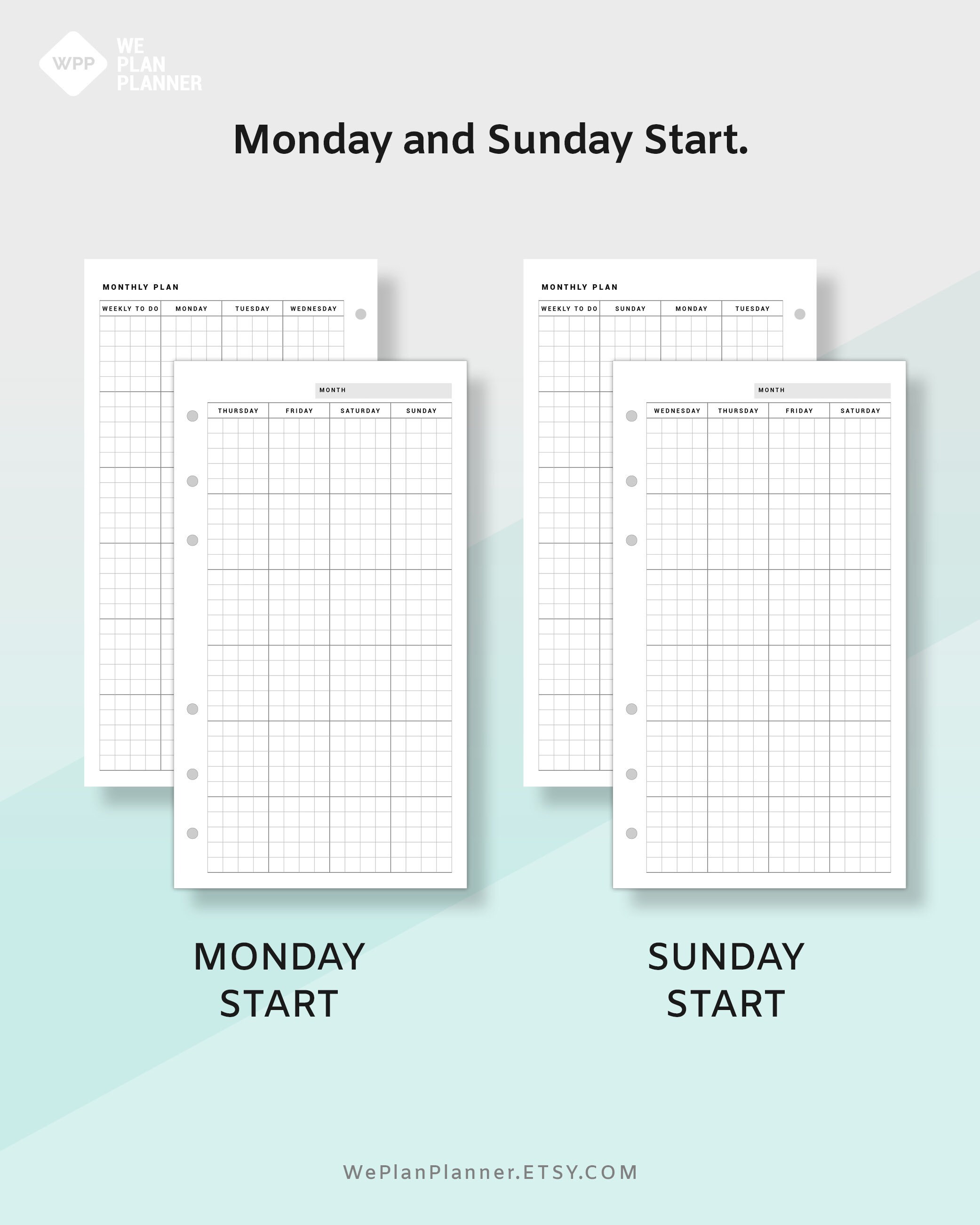 Personal Monthly Schedule Planner Printable on Two Pages - Etsy UK