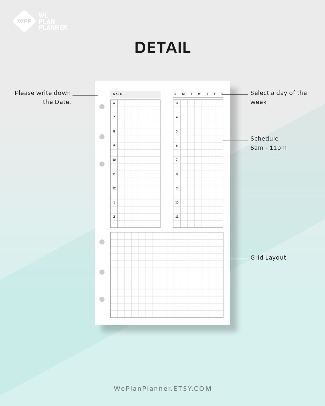 Daily Task Grid Planner Hourly Schedule Day Planner Daily to Do List ...