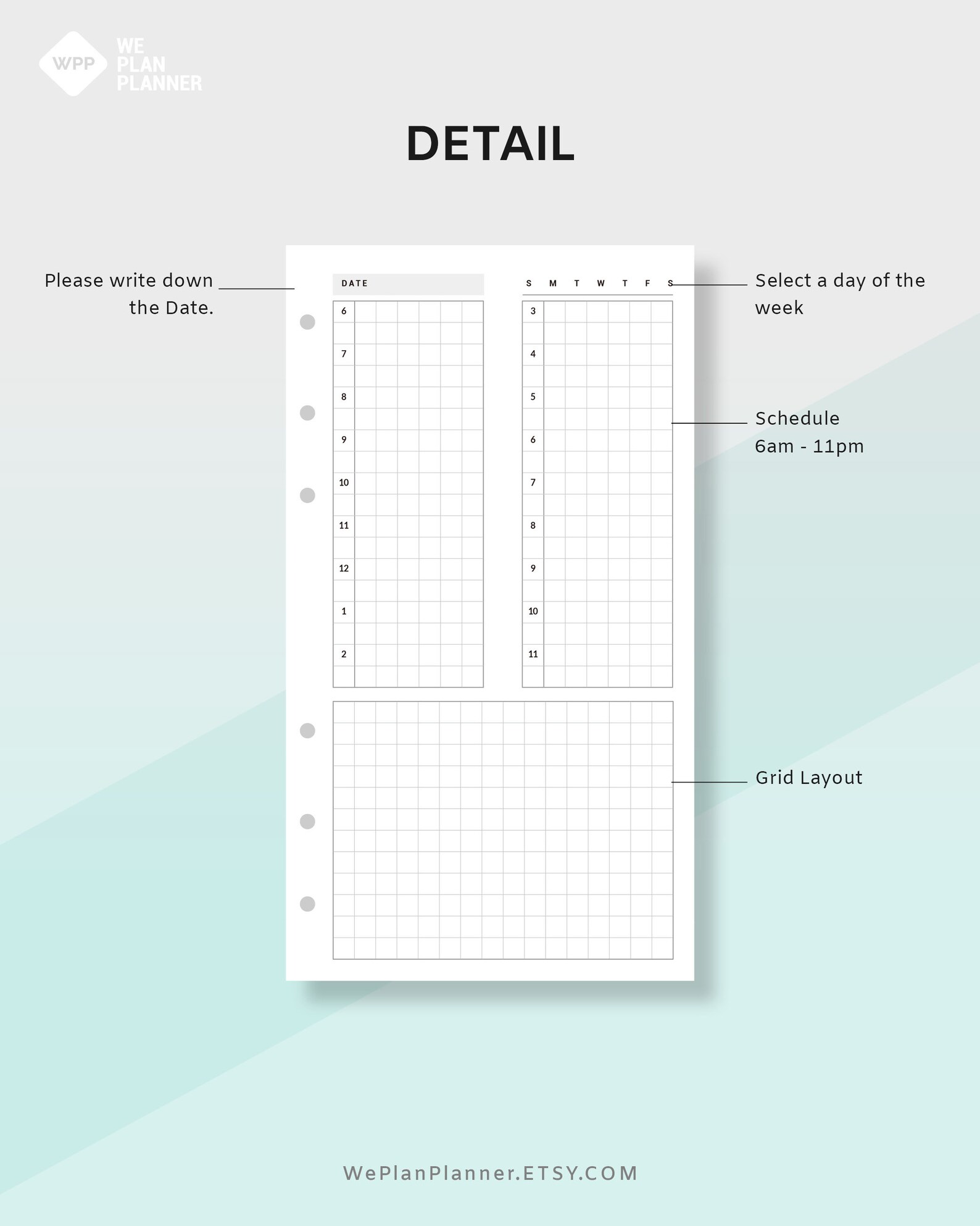 Daily Task Grid Planner Hourly Schedule Day Planner Daily to Do List ...