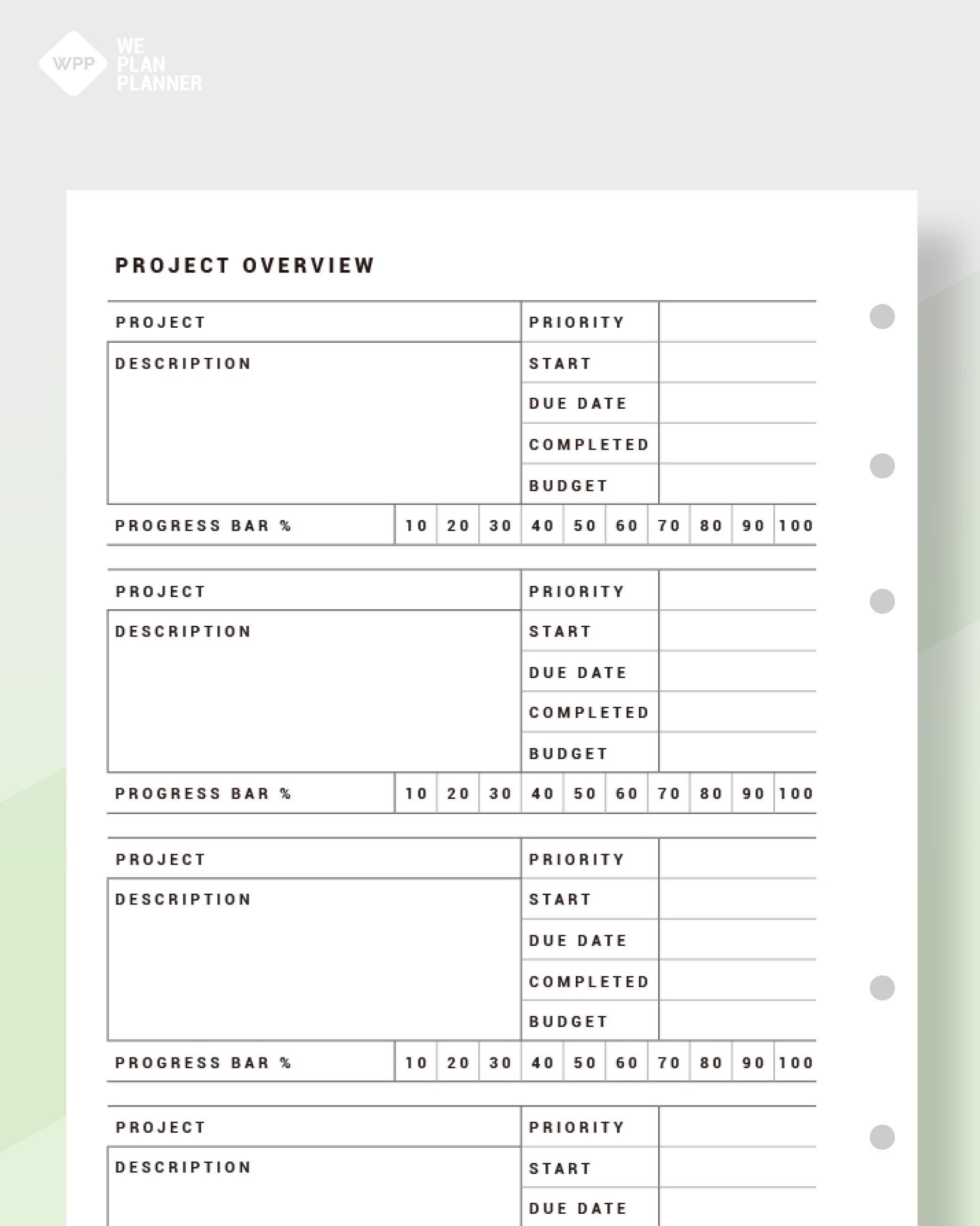 Work Project Overview Management Planner for Business Goal - Etsy