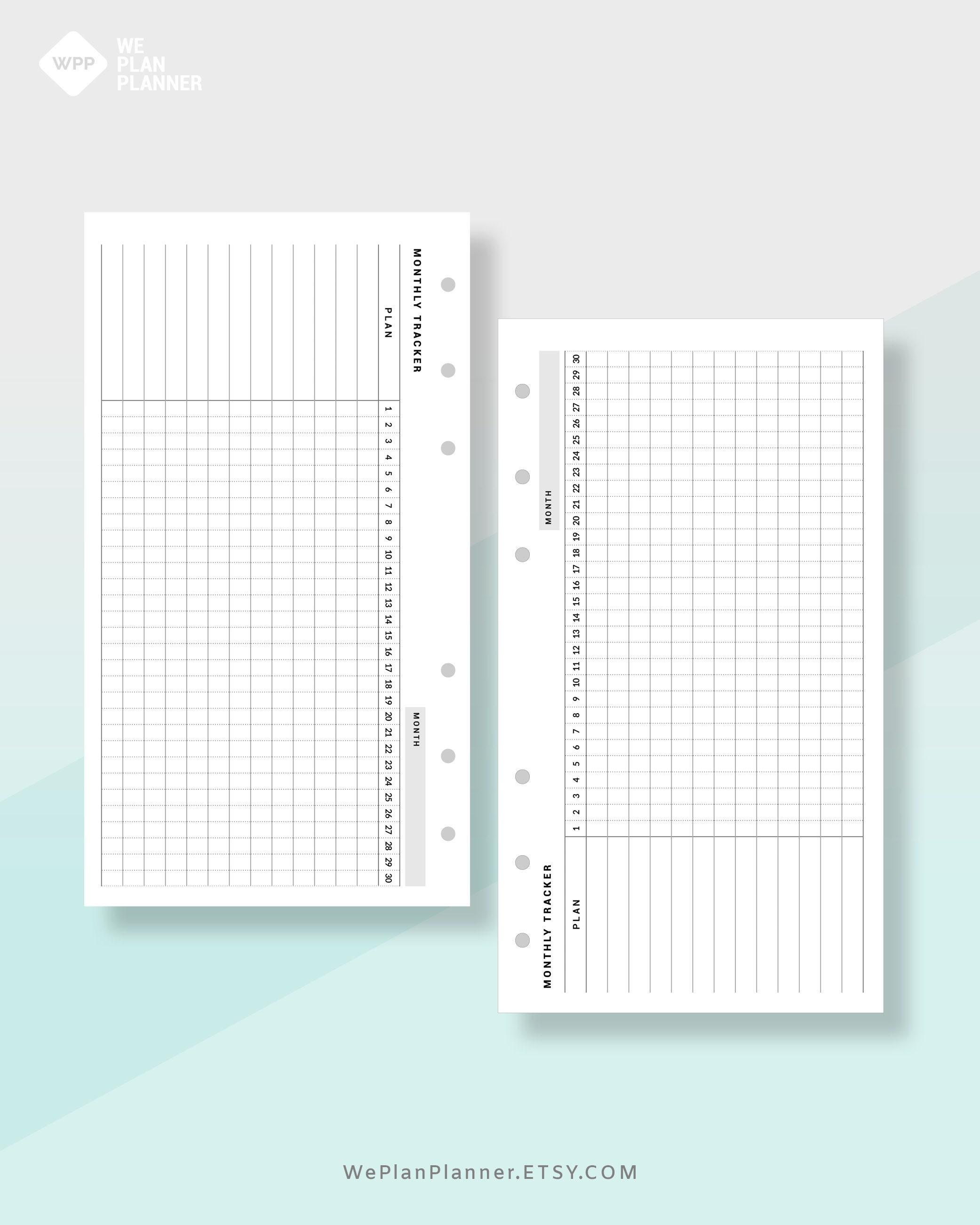 Monthly Habit Goal Tracker Printable Personal Planner Inserts 31 Days ...