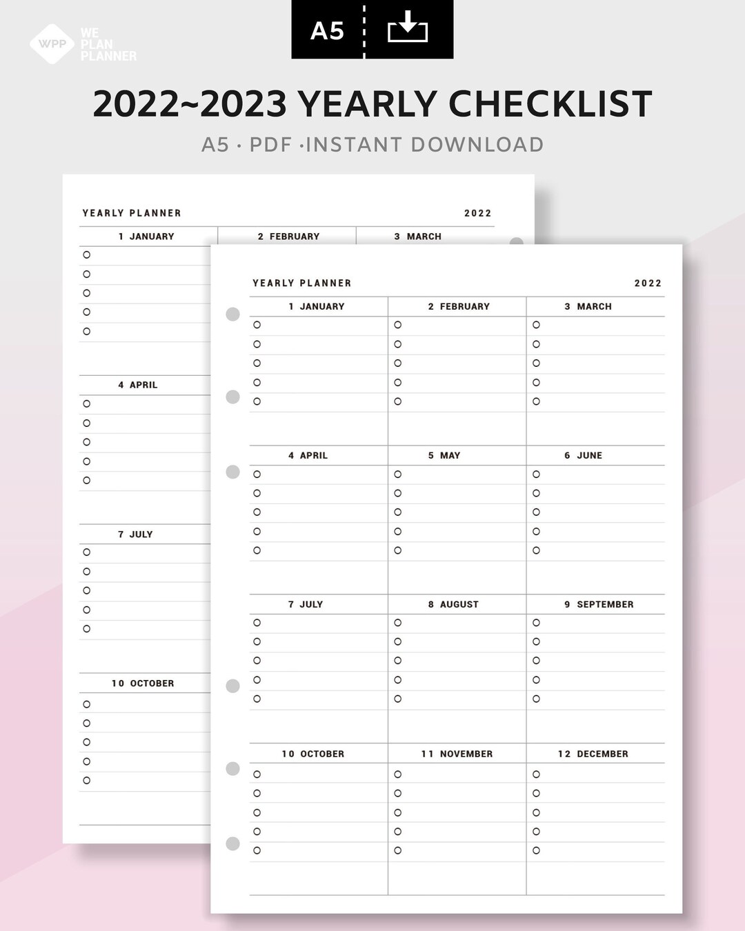 Printable 2022-2023 Yearly Overview Planner Yearly Checklist - Etsy UK