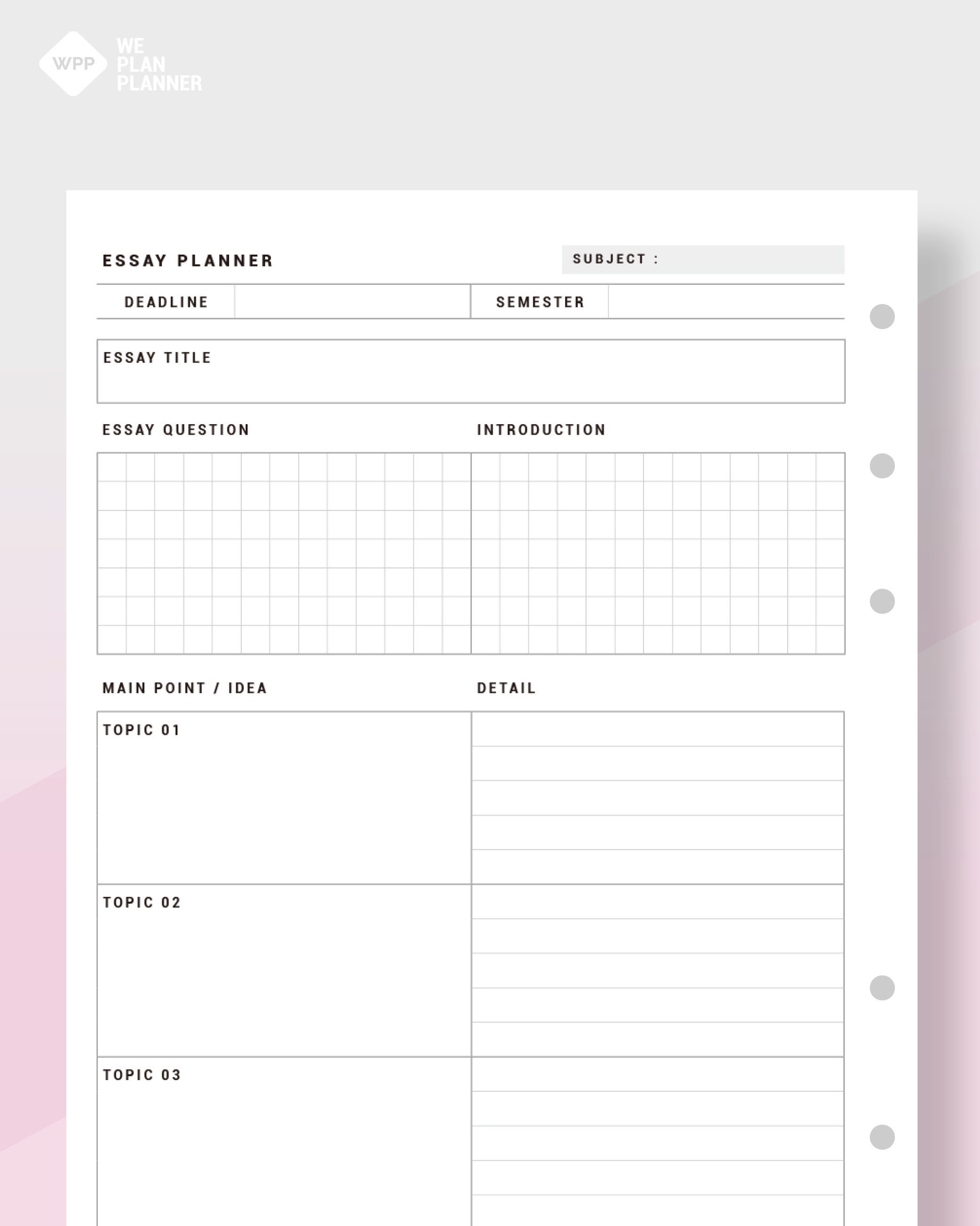 Essay Planner for Student | Printable Essay Writing Template ...