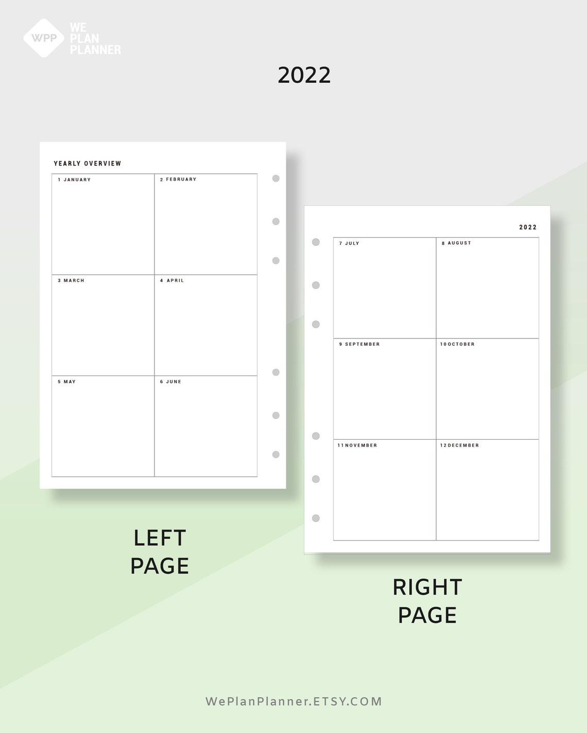 Printable 2022-2023 Yearly Overview Planner Simple Year at a Glance on ...