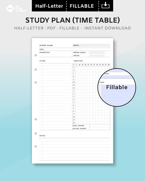 Student Planner Study Timetable Planner for Students a Home | Etsy