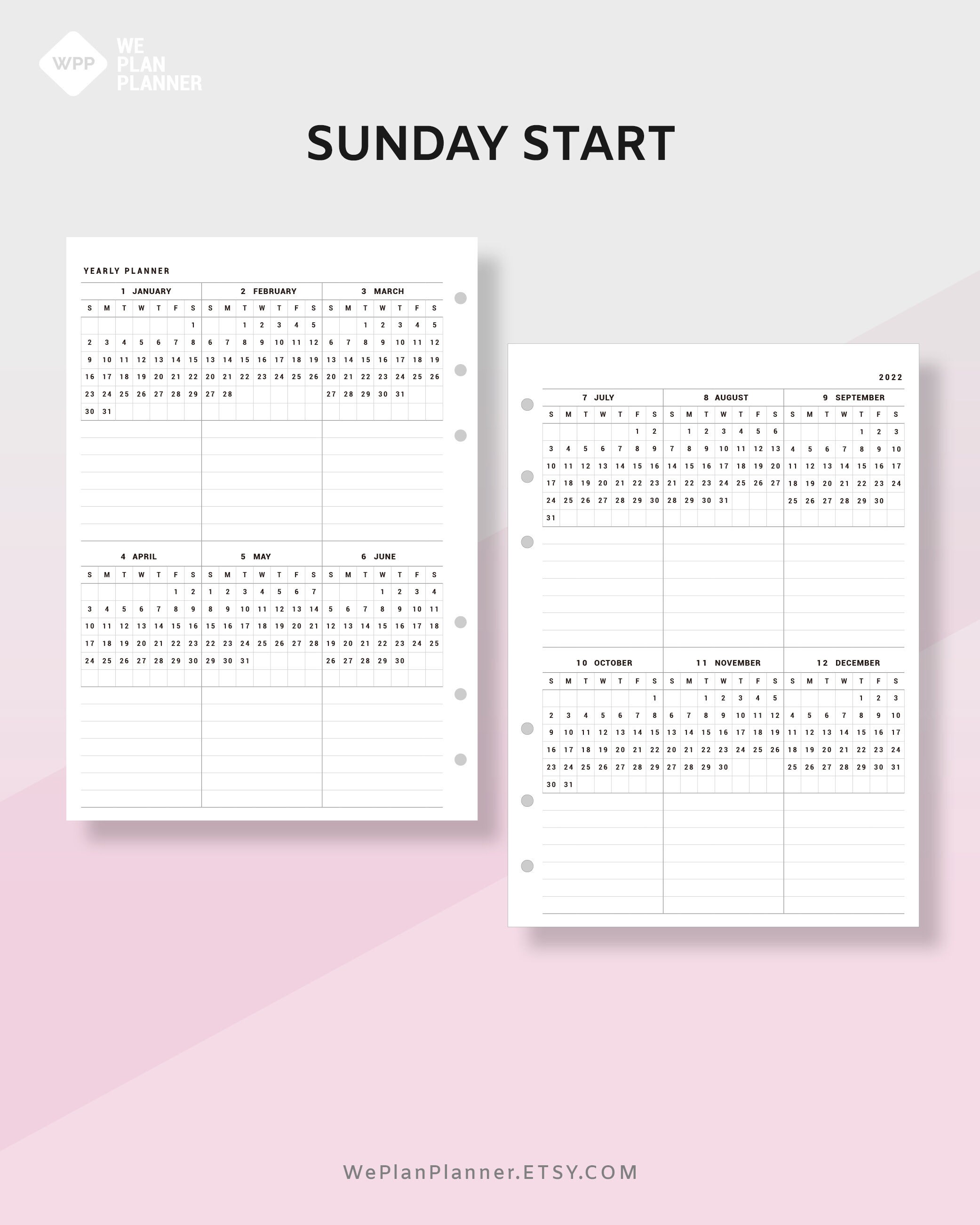 Printable 2022-2023 Calendar Yearly Overview Planner Year at a Glance ...