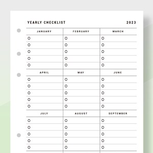 Printable 2022-2023 Yearly Overview Planner Yearly Checklist - Etsy