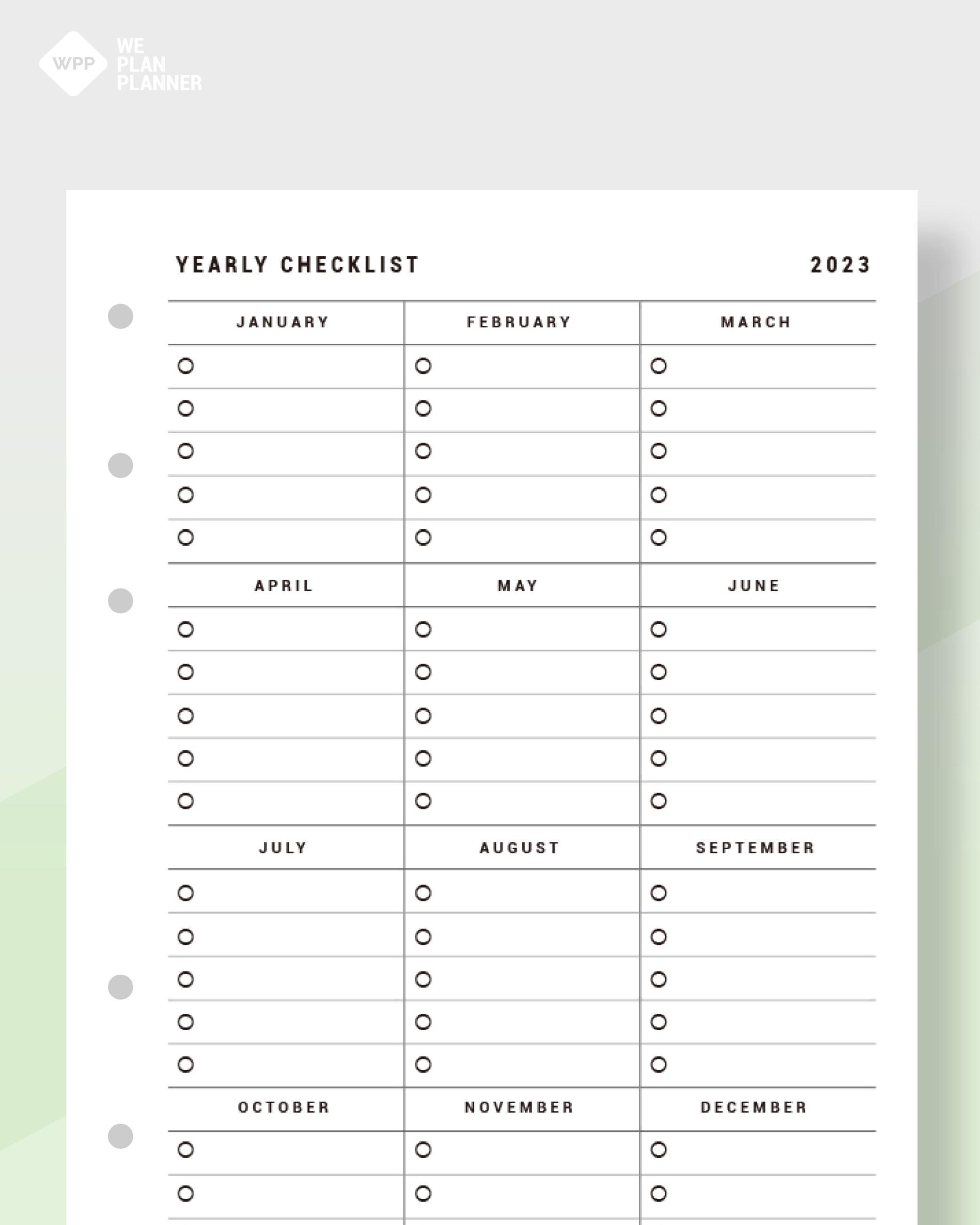 Printable 2022-2023 Yearly Overview Planner Yearly Checklist - Etsy