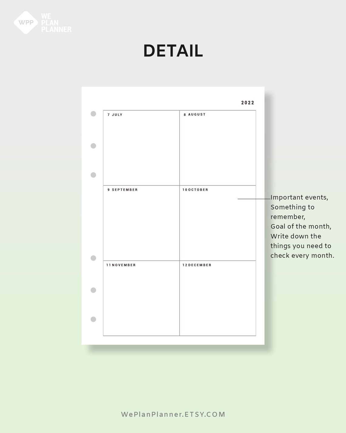 Printable 2022-2023 Yearly Overview Planner Simple Year at a Glance on ...