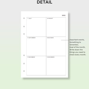 Printable 2022-2023 Yearly Overview Planner Simple Year at a Glance on ...