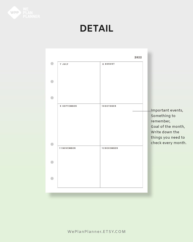Printable 2022-2023 Yearly Overview Planner Simple Year at a Glance on ...