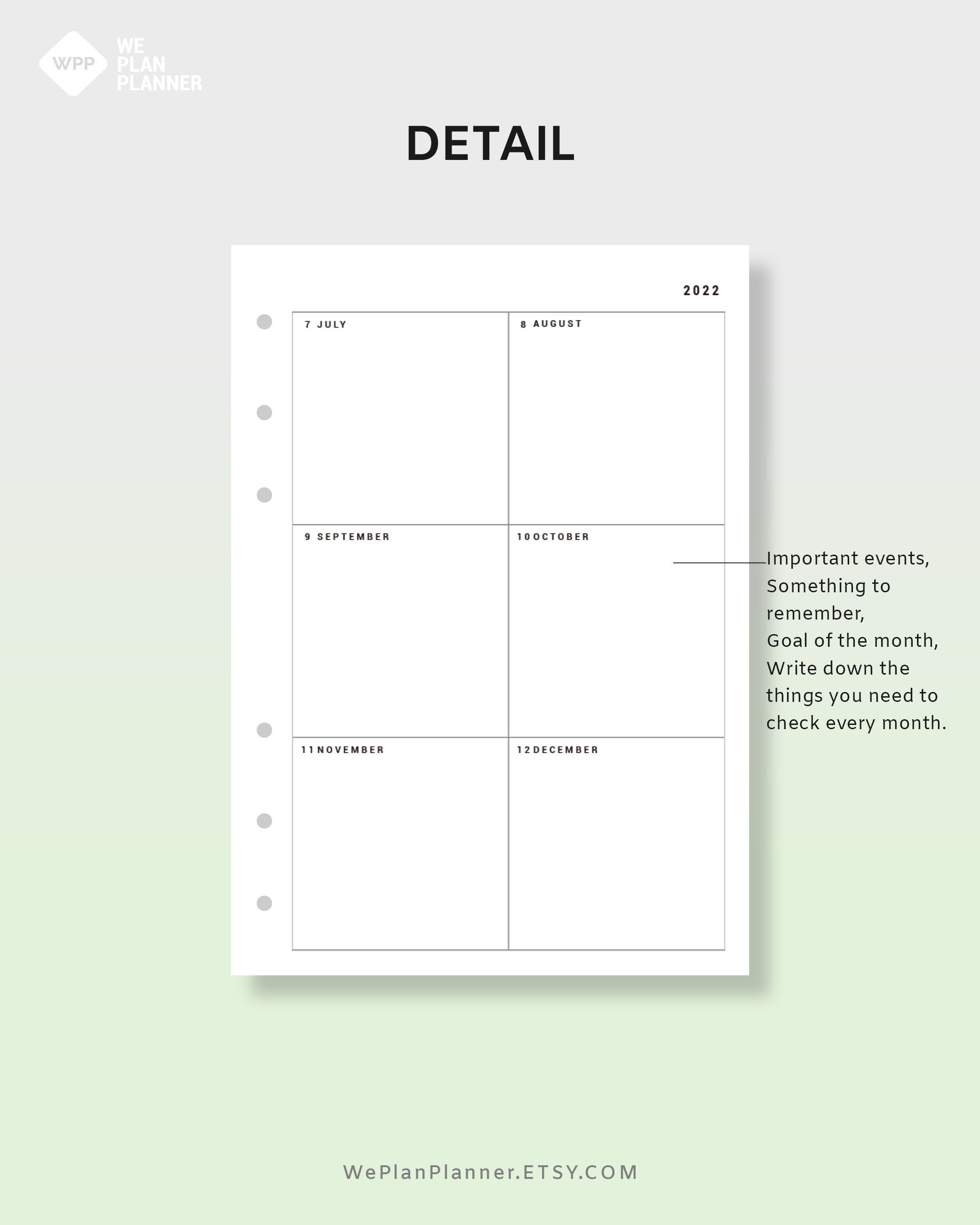Printable 2022-2023 Yearly Overview Planner Simple Year at a Glance on ...