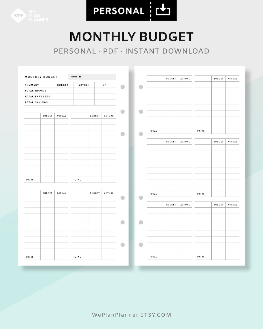 Printable Monthly Budget Personal Planner Template | Monthly Budgeting ...