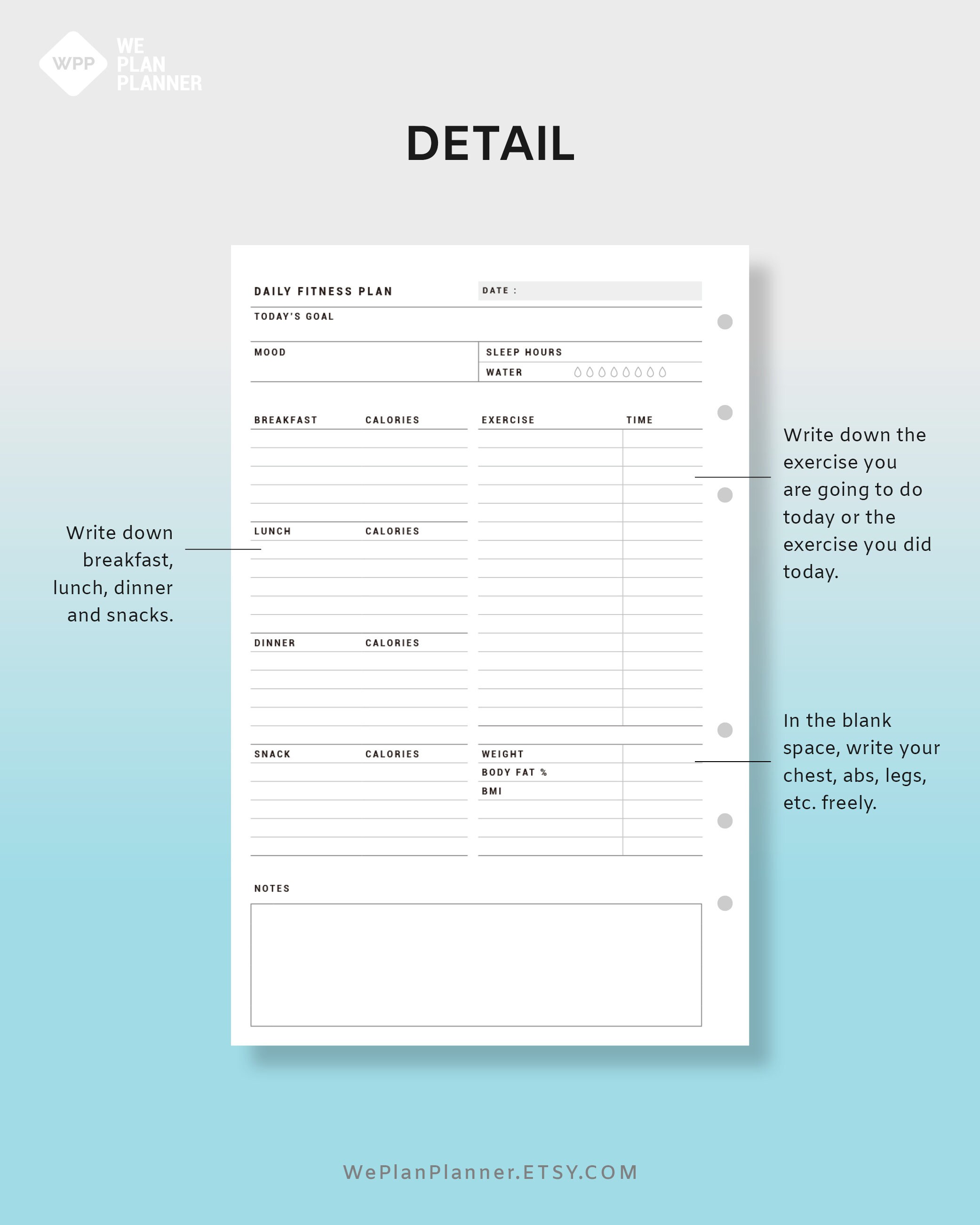Daily Health Fitness Plan Printable Weight Loss Tracker Health ...