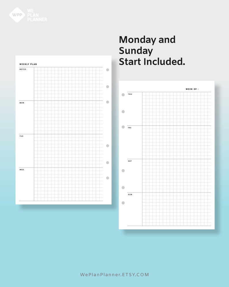 Printable Weekly Schedule Planner Inserts Editable Week on 2 - Etsy