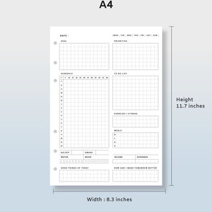 Printable Grid Daily Task Planner timetable Minimalist Hourly Planner ...