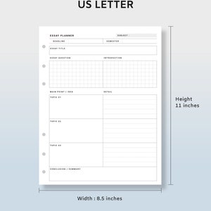Essay Planner for Student Printable Essay Writing Template Reference ...