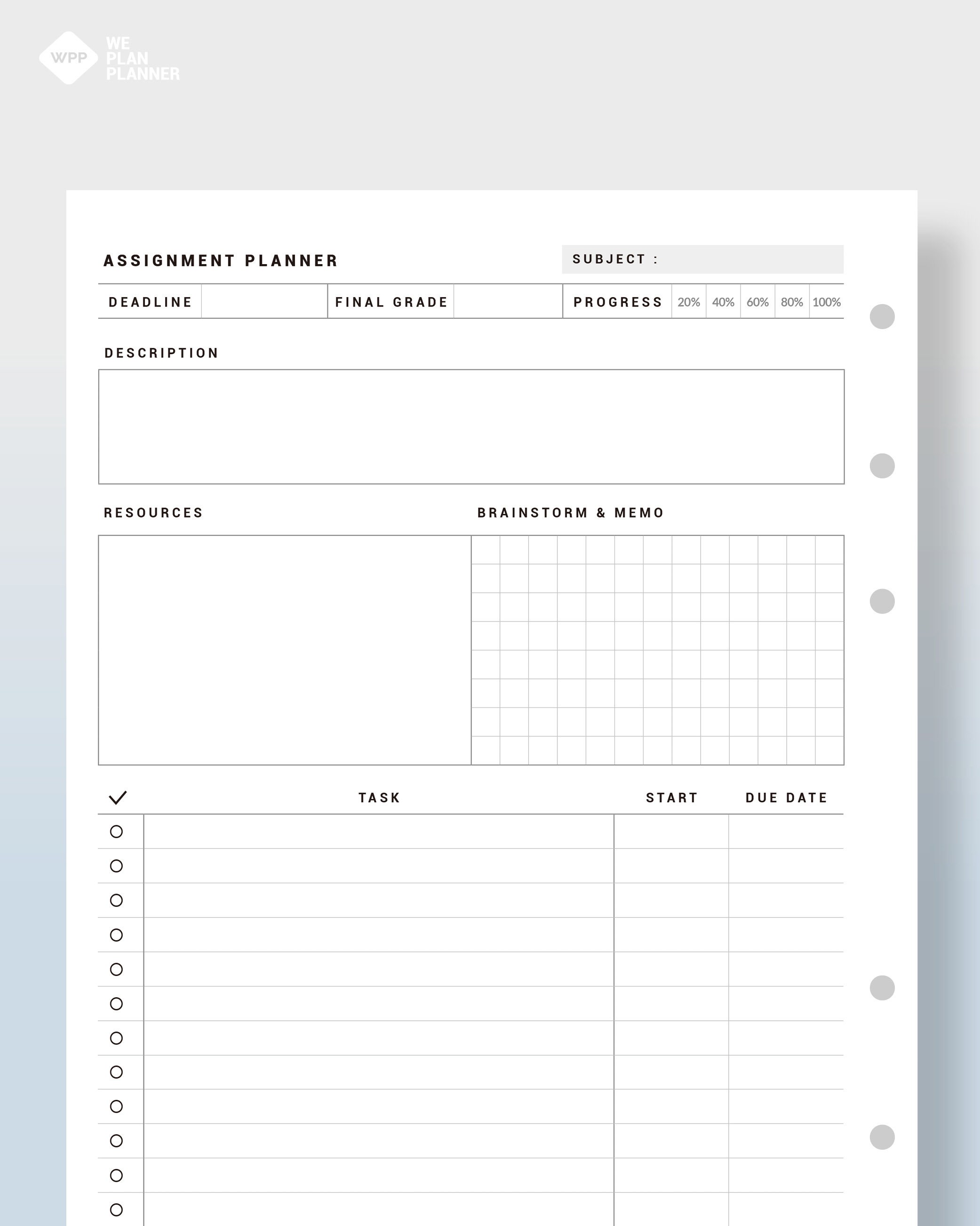 Assignment Planner for Student Printable Assignment Tracker - Etsy