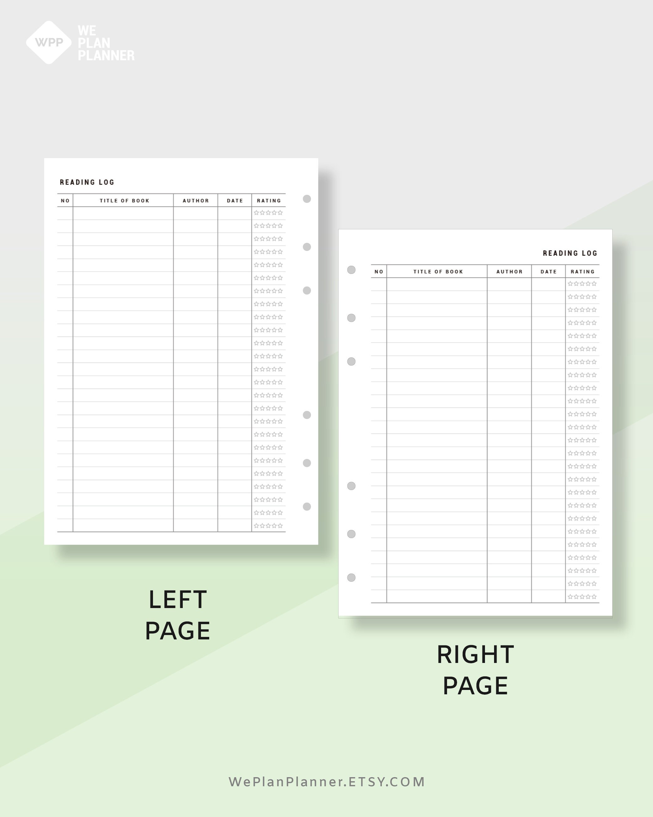 Printable Simple Book Reading Log Planner Inserts Template for - Etsy