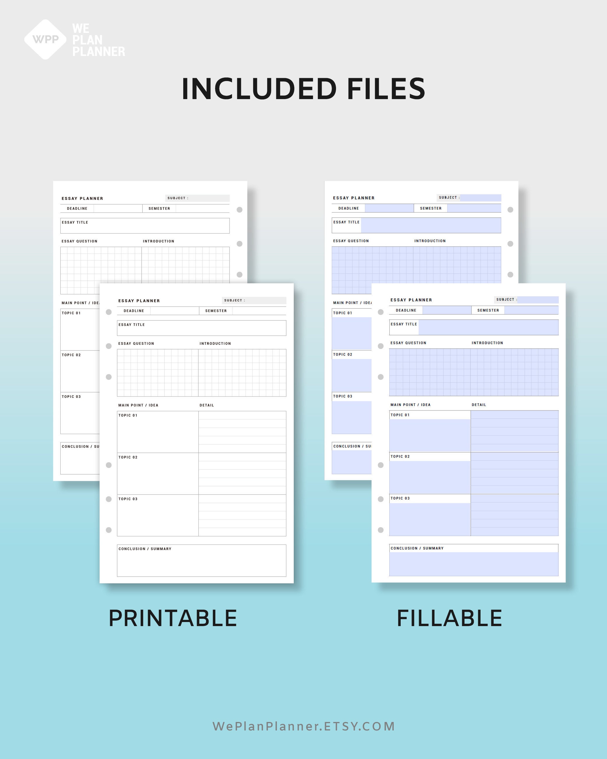 Essay Planner for Student Printable Essay Writing Template - Etsy