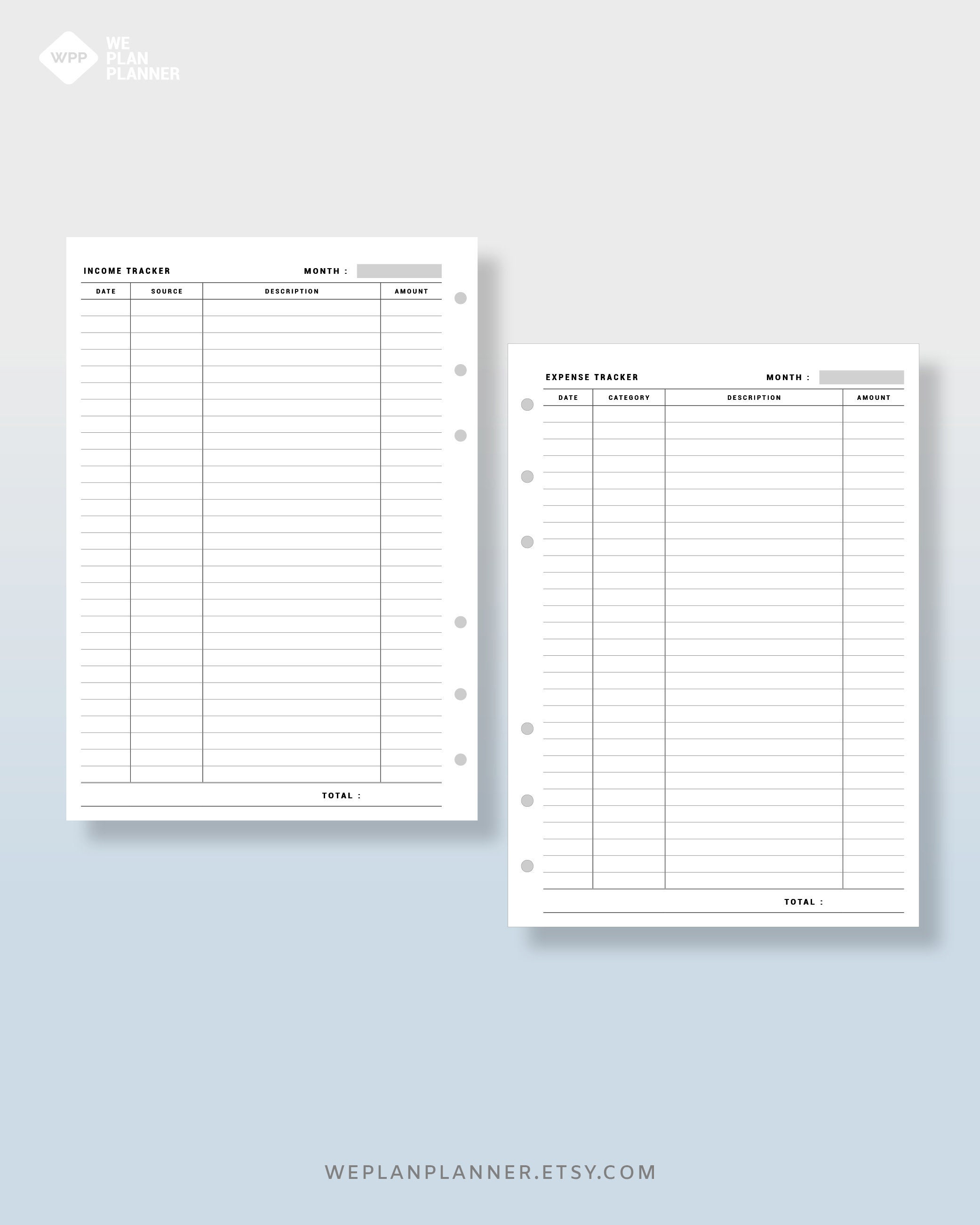 Income & Expense Tracker Printable Planner | Fillable Business ...