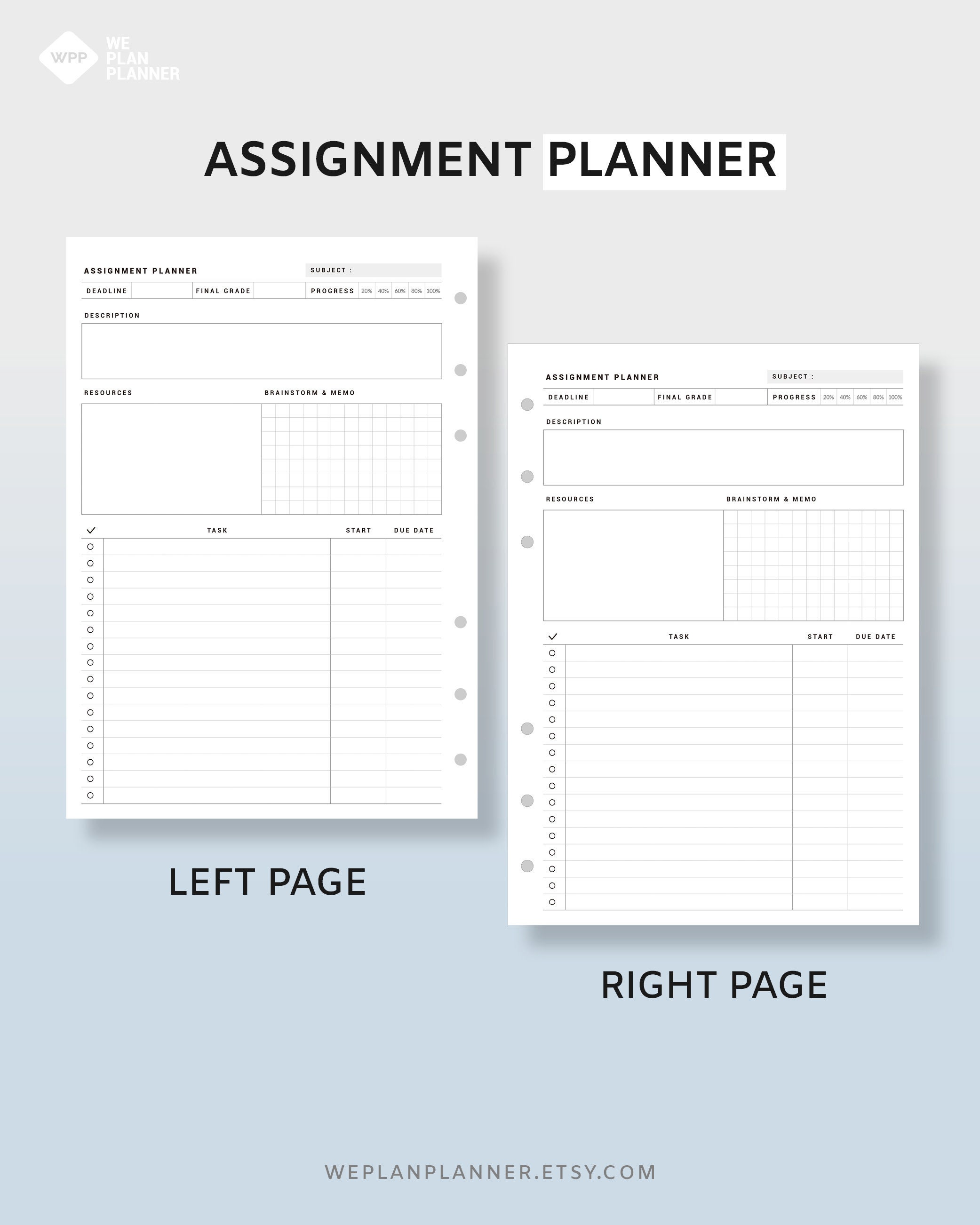 Assignment Planner for Student Printable Assignment Tracker - Etsy