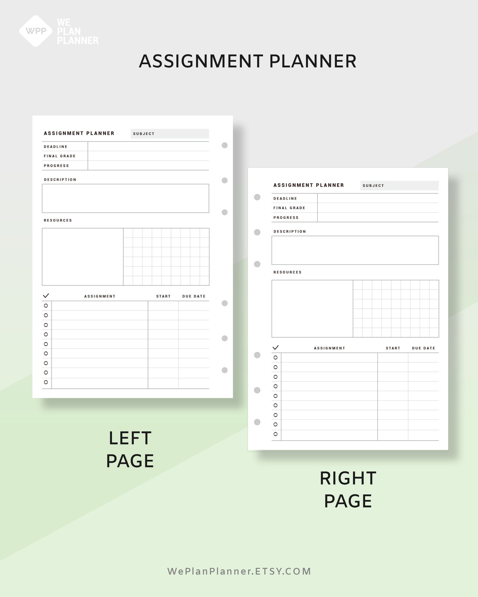 Assignment Planner for Student | Printable Assignment Tracker ...