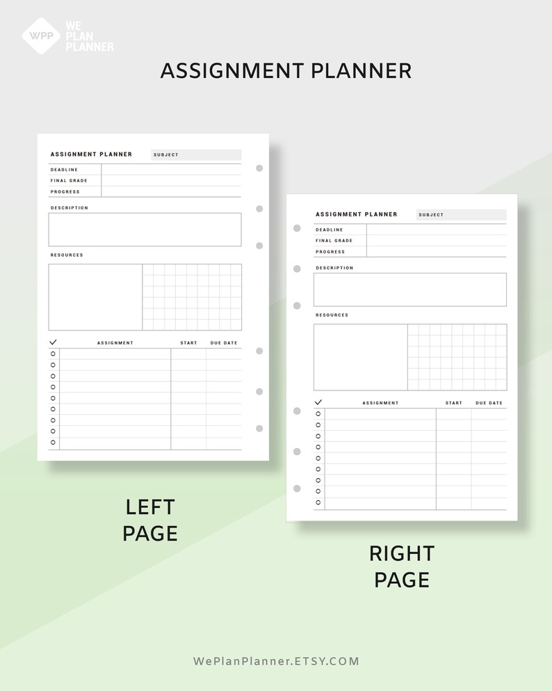 Assignment Planner for Student | Printable Assignment Tracker ...