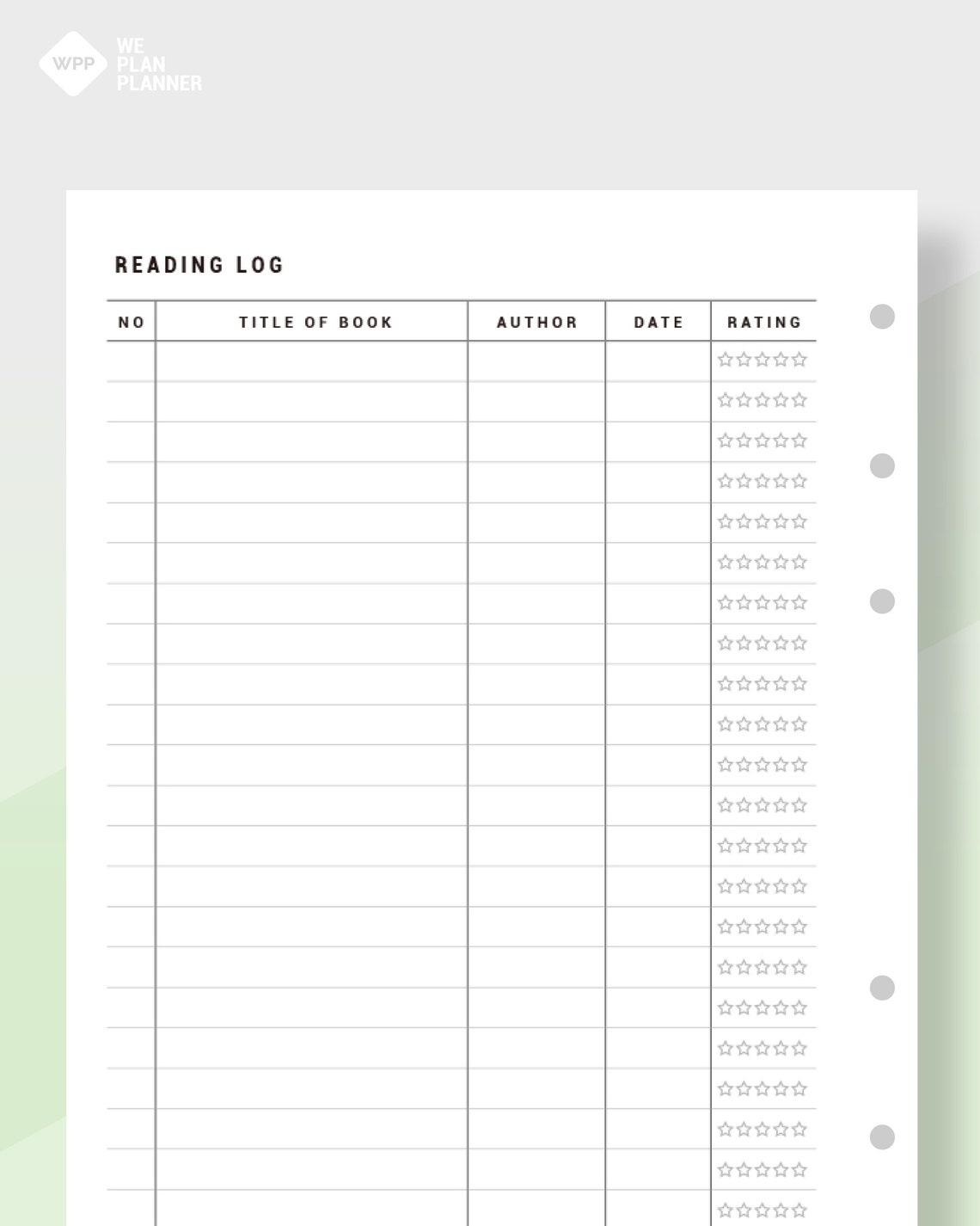 Printable Simple Book Reading Log Planner Inserts Template for | Etsy