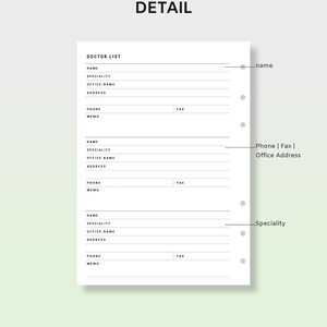Doctor Contacts List | Doctor Info Insert Page | Hospital List ...