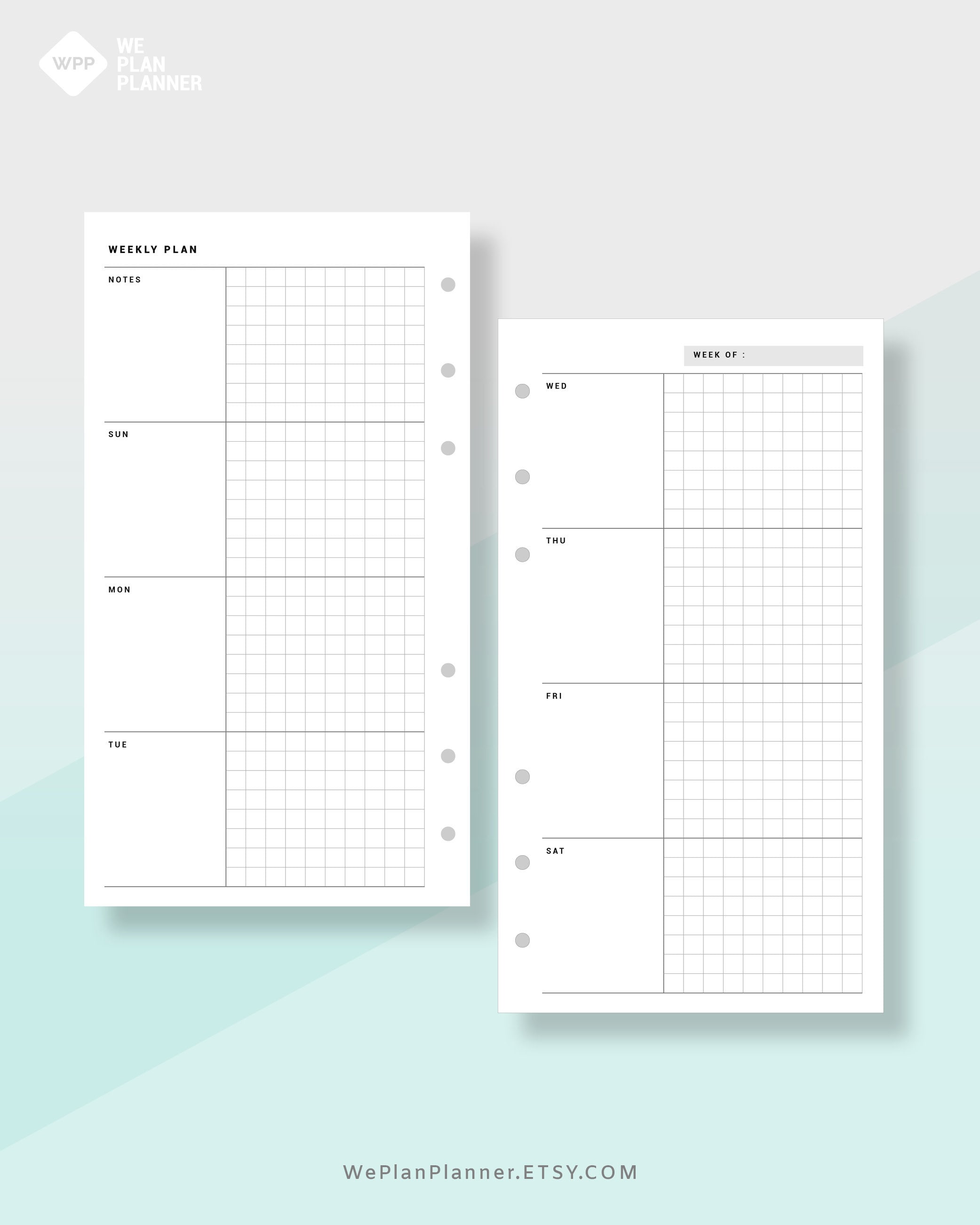 Printable Weekly Schedule Planner Inserts Fillable Week on 2 Page ...