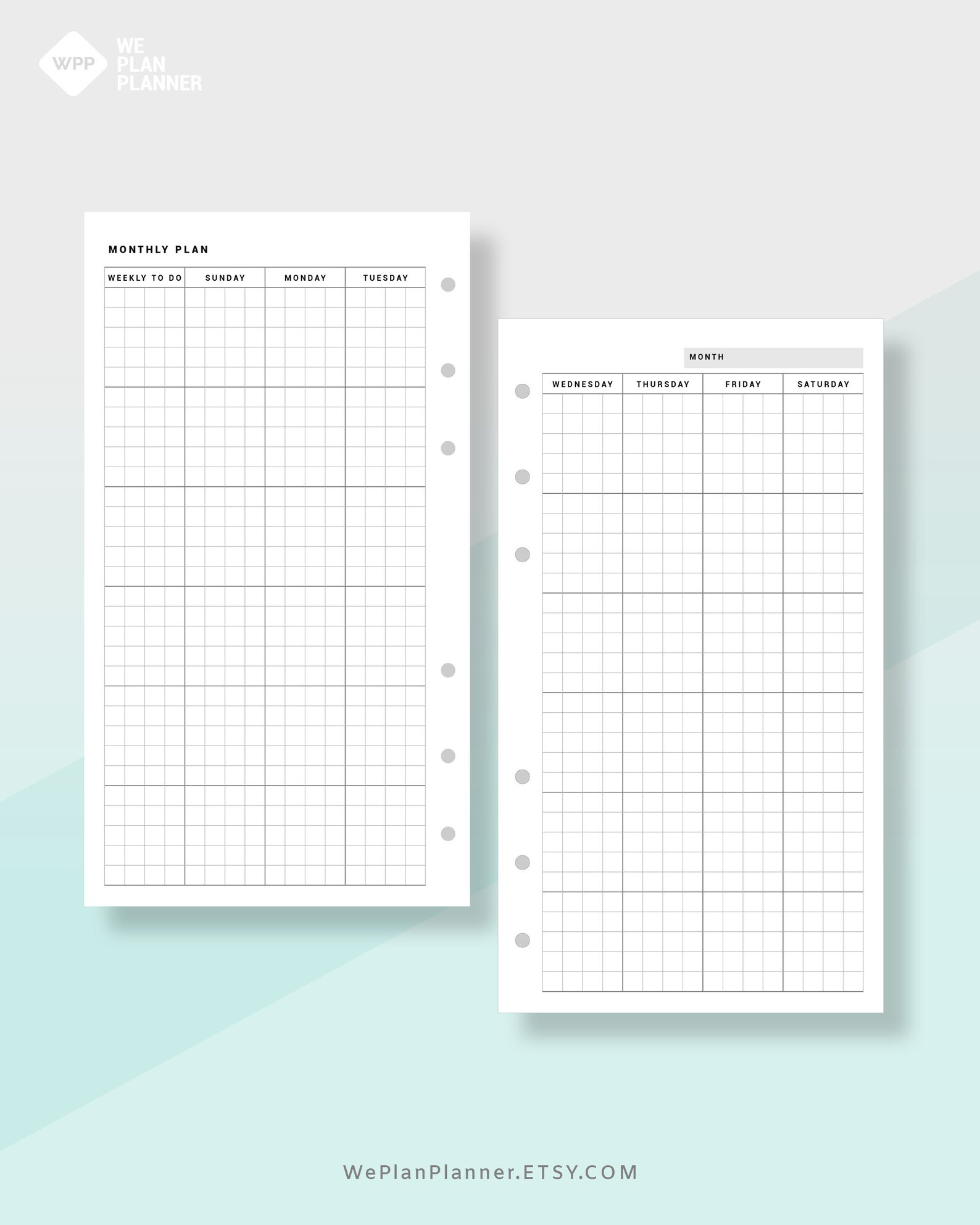 Personal Monthly Schedule Planner Printable on Two Pages - Etsy UK