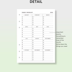 Printable 2022-2023 Yearly Overview Planner Yearly Checklist Year at a ...