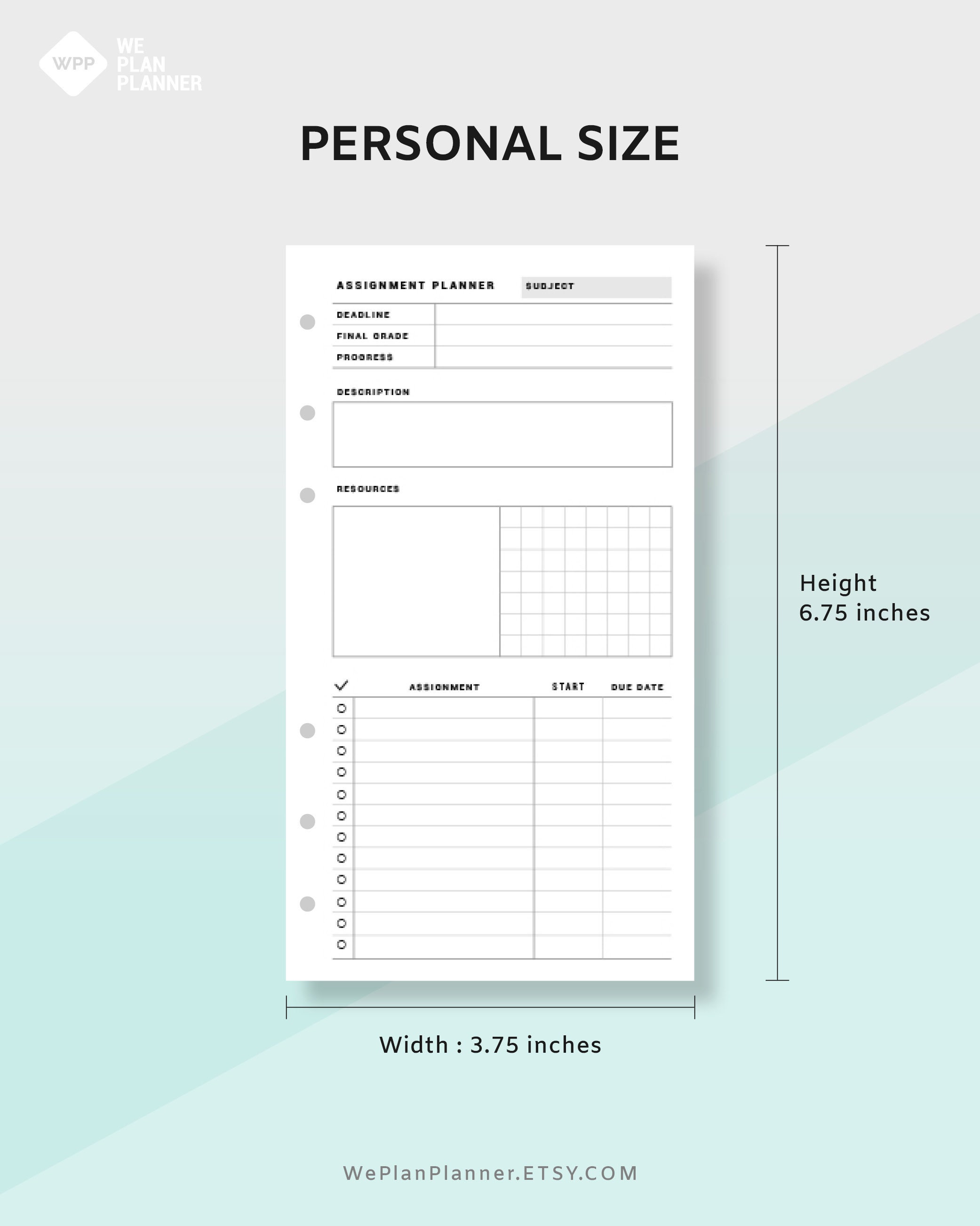 Assignment Planner for Student Printable Assignment Tracker Academic ...