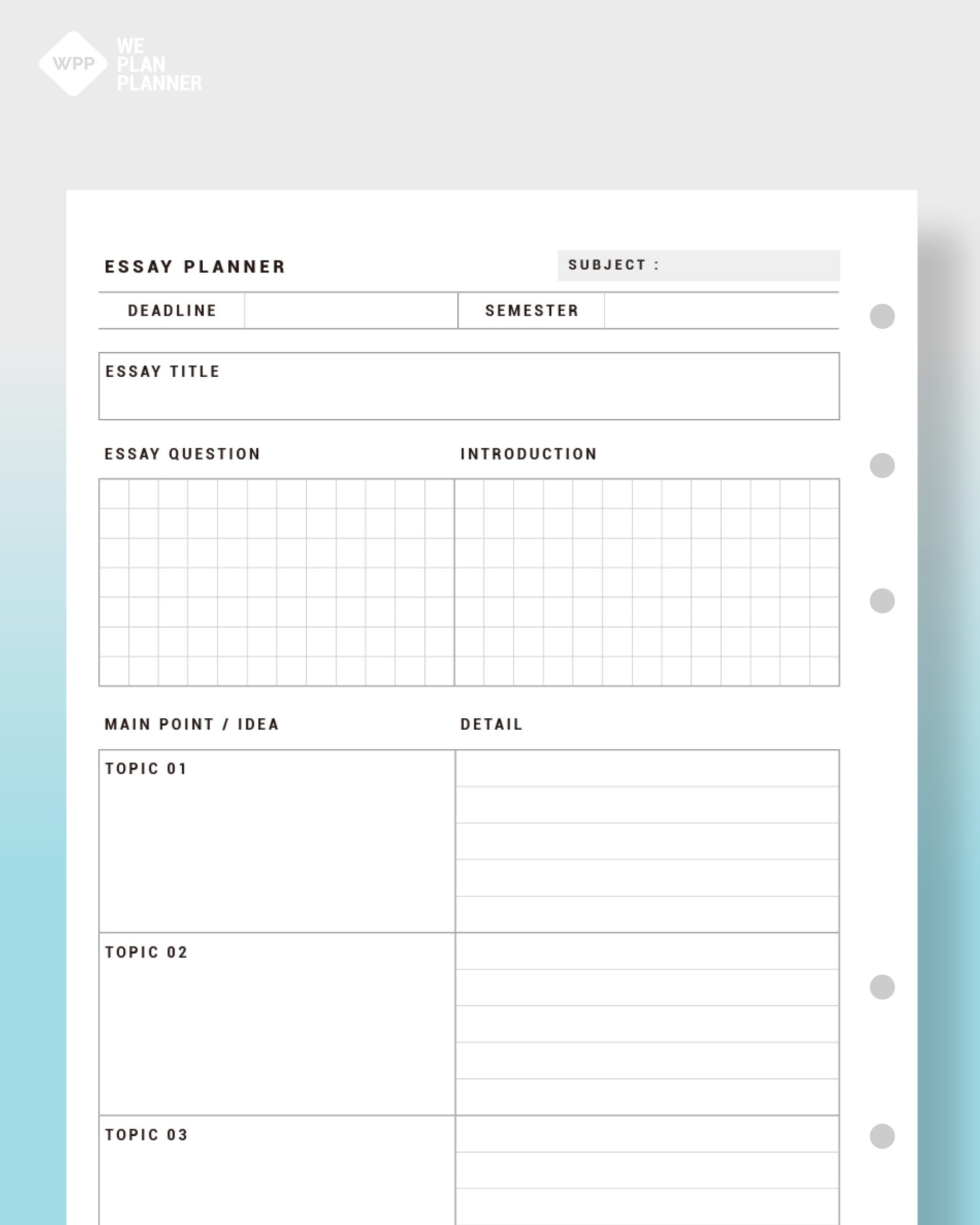 Essay Planner for Student | Printable Essay Writing Template ...