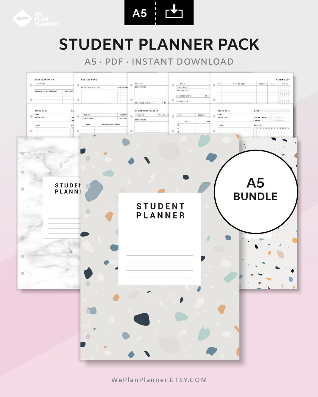 Student Planner for College School Academic Planner Printable Back to ...