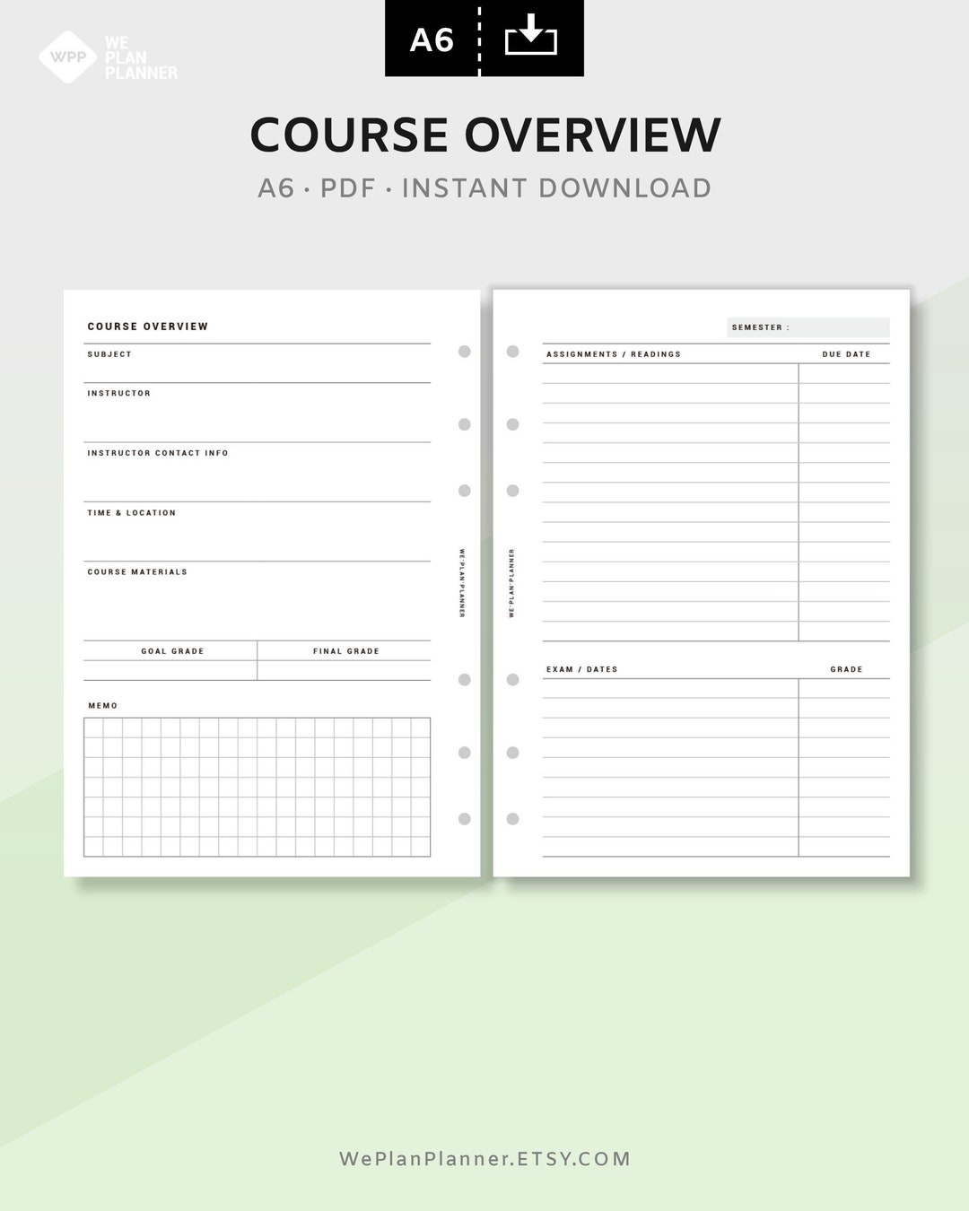 Course Overview College Student Planner Subject Overview Study Planner ...