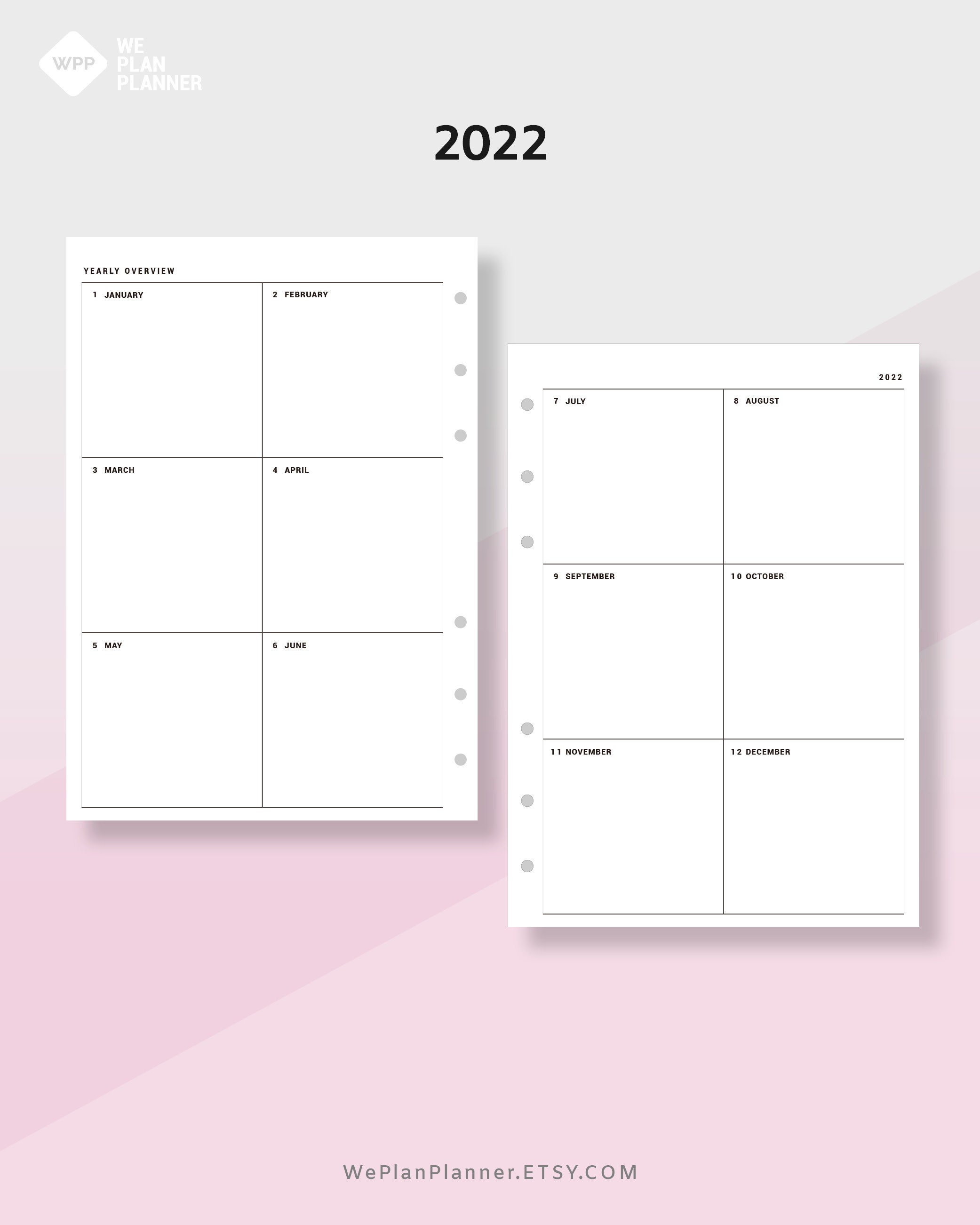 Printable 2022-2023 Calendar Yearly Overview Planner Year at a Glance ...