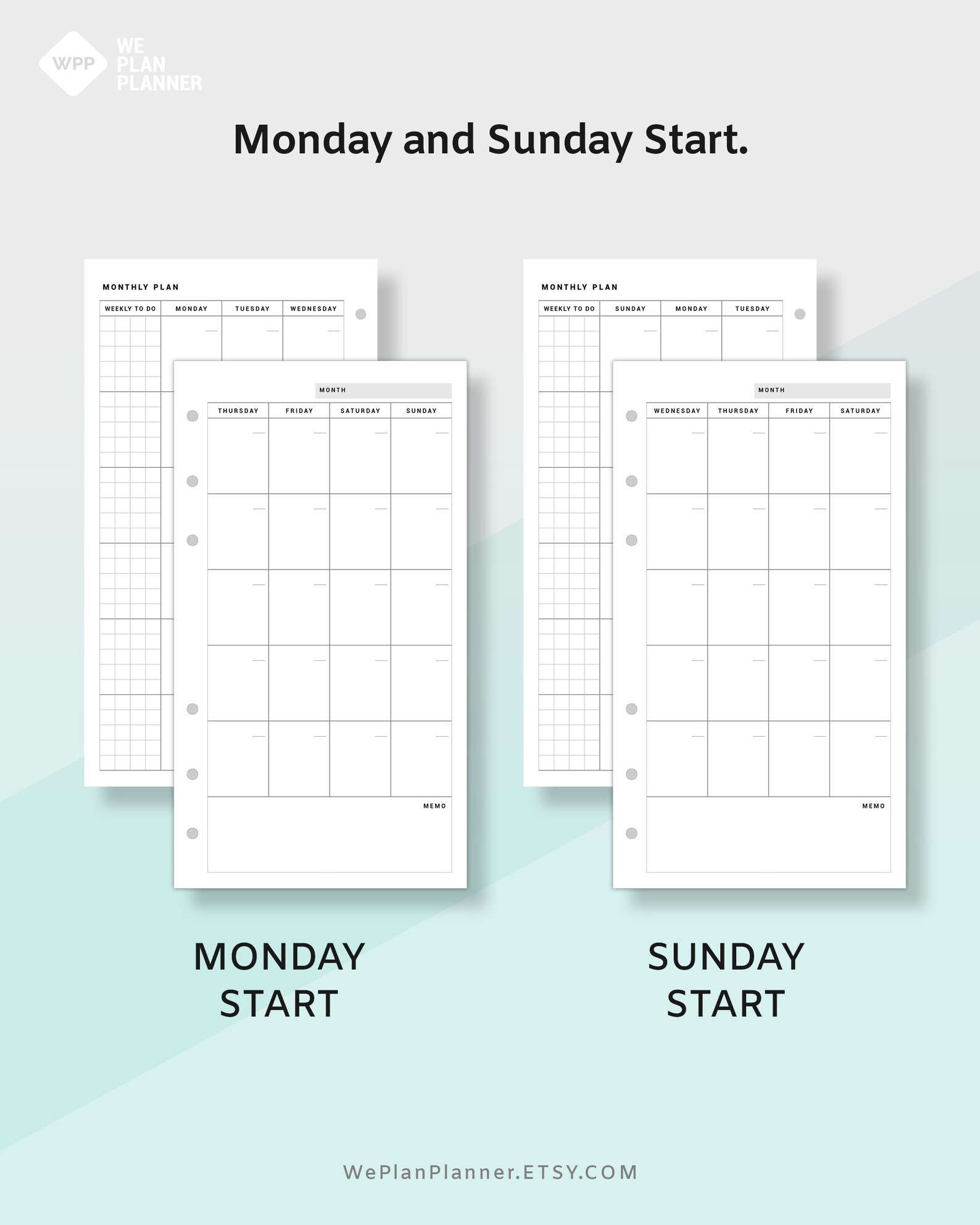 Personal Monthly Schedule Planner Printable on Two Pages - Etsy
