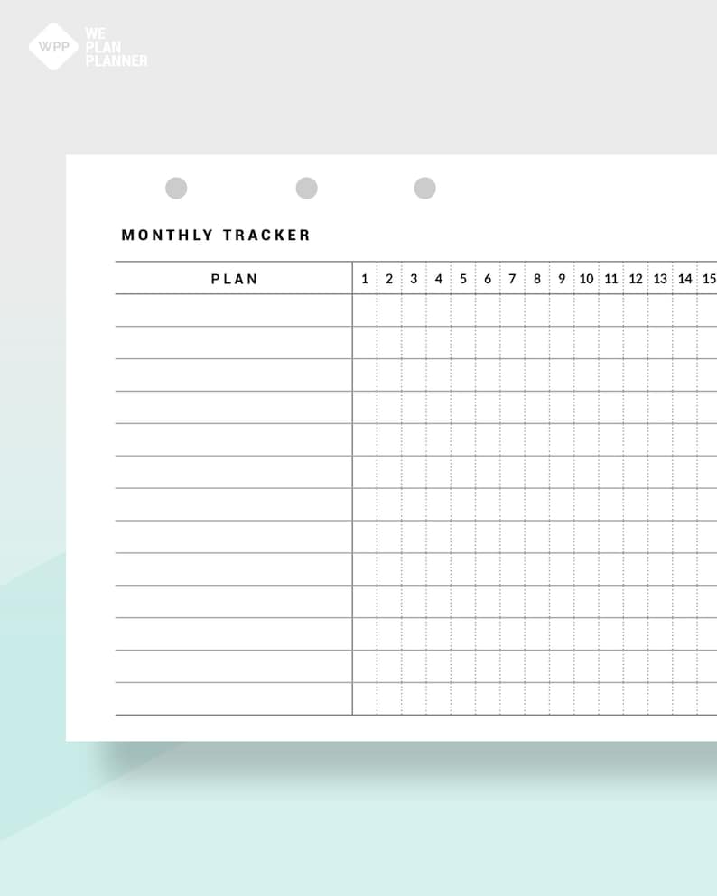 Monthly Habit Goal Tracker Printable Personal Planner Inserts 31 Days ...