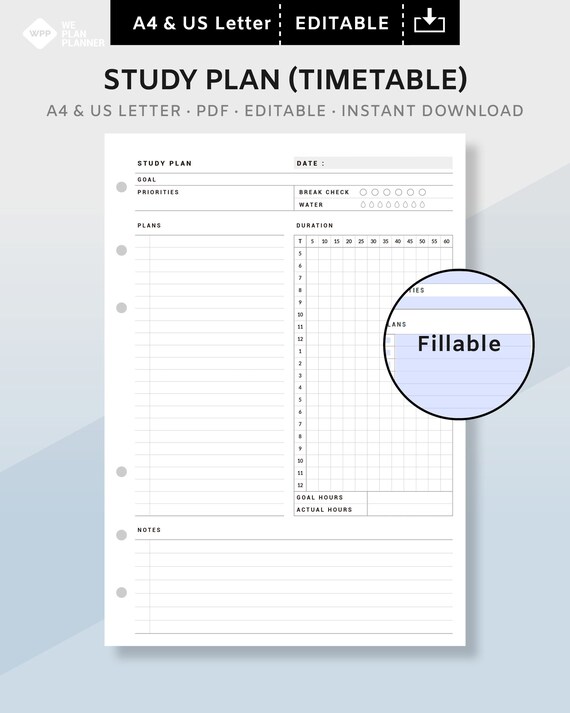 Student Planner Study Timetable Planner for Students a Home - Etsy