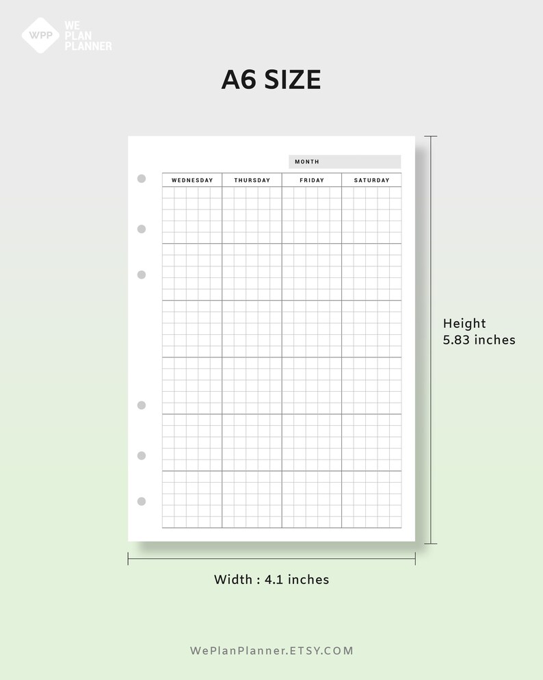 A6 Monthly Schedule Planner Printable on Two Pages Sunday & - Etsy