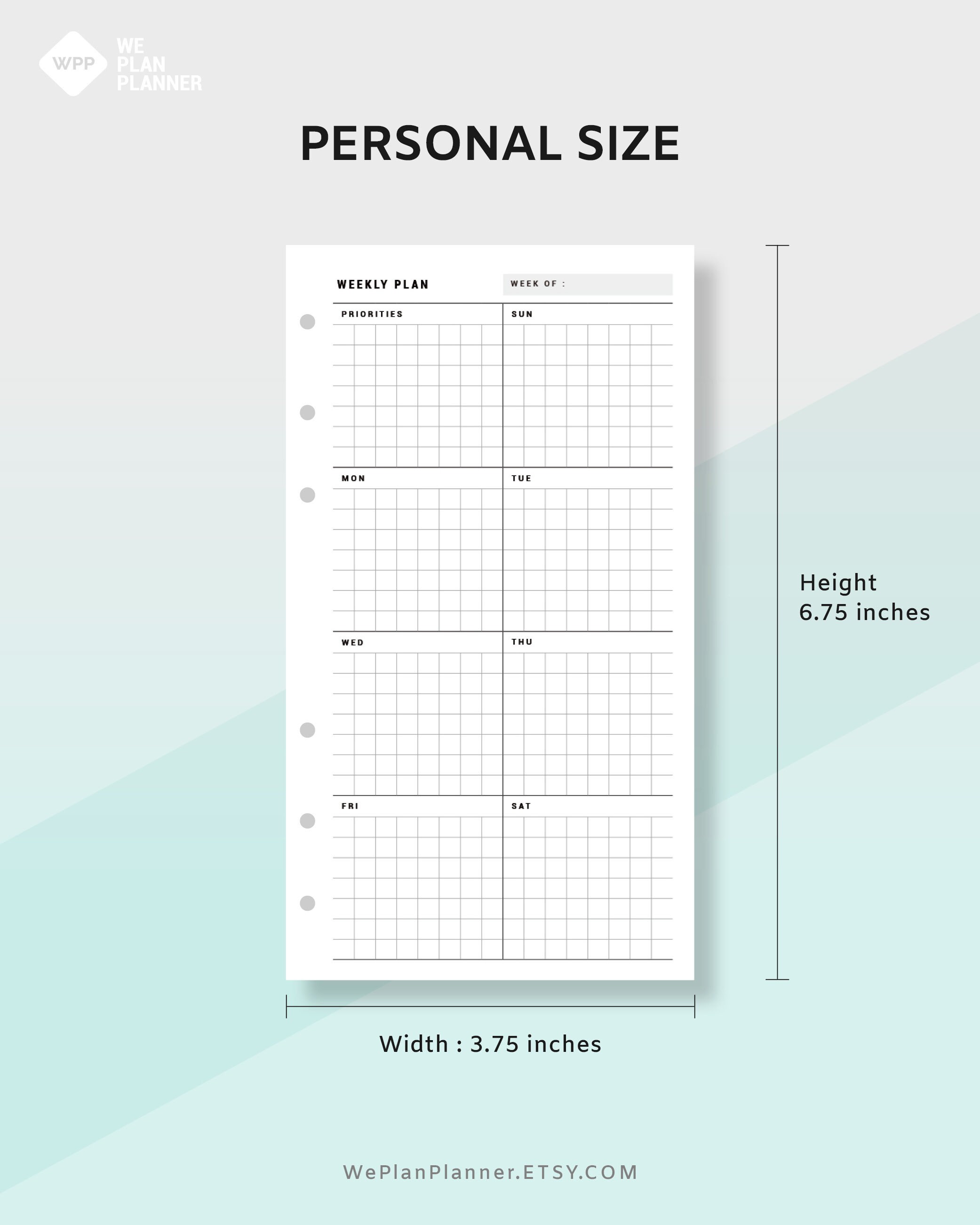 Week on One Page Printable Printable Weekly Planner Agenda Grid Weekly ...
