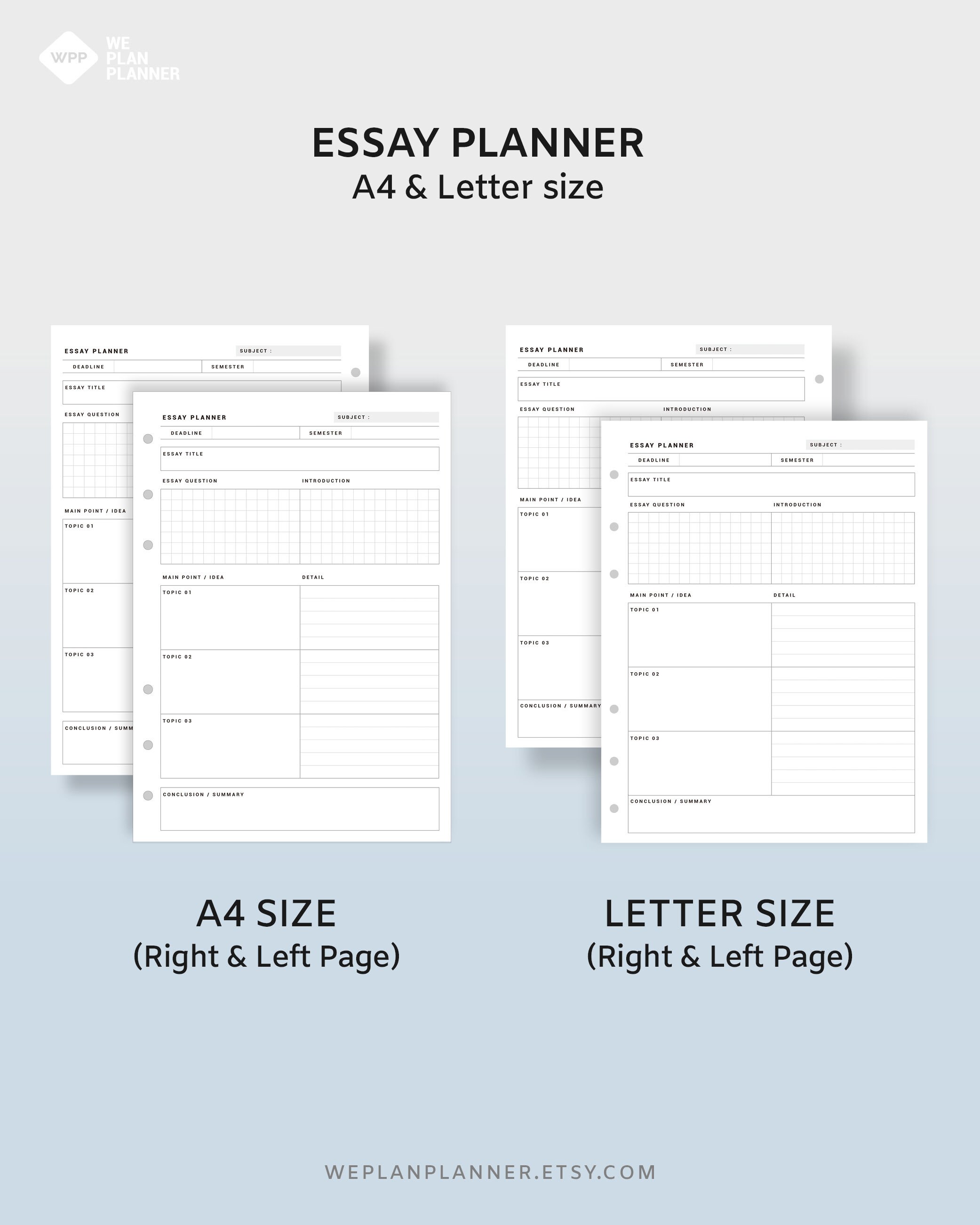 Essay Planner for Student | Printable Essay Writing Template ...