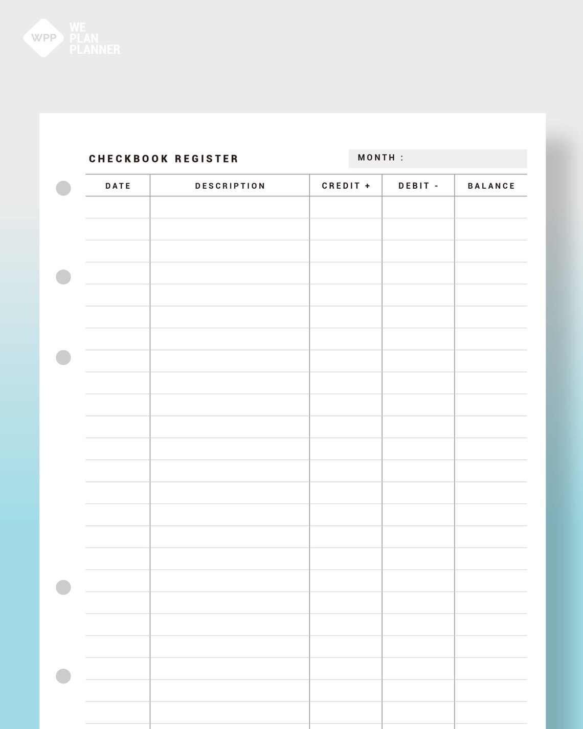 Checkbook Register Printable Planner Fillable Check Register | Etsy