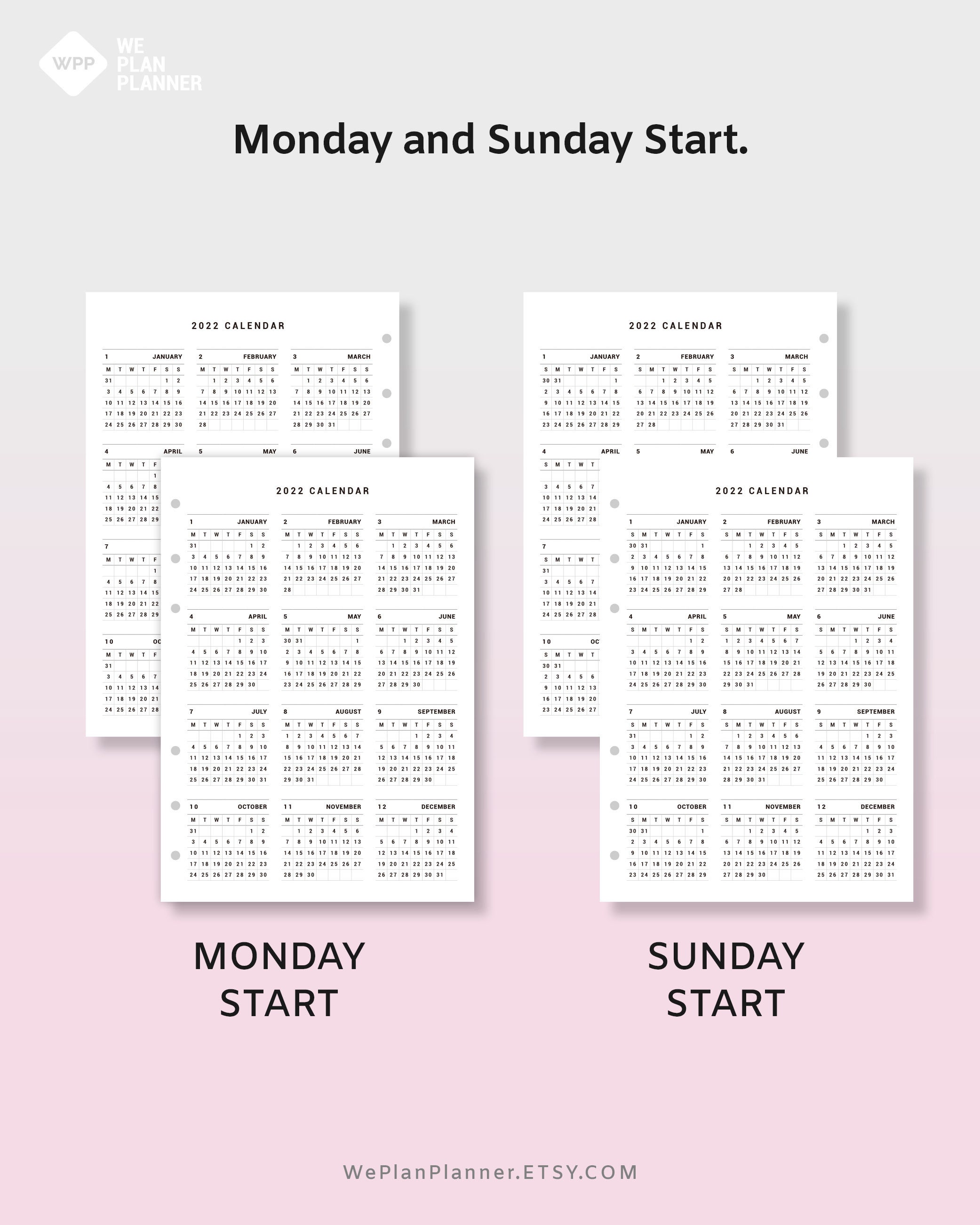 Printable 2022-2023 Calendar Yearly Overview Planner Year at - Etsy