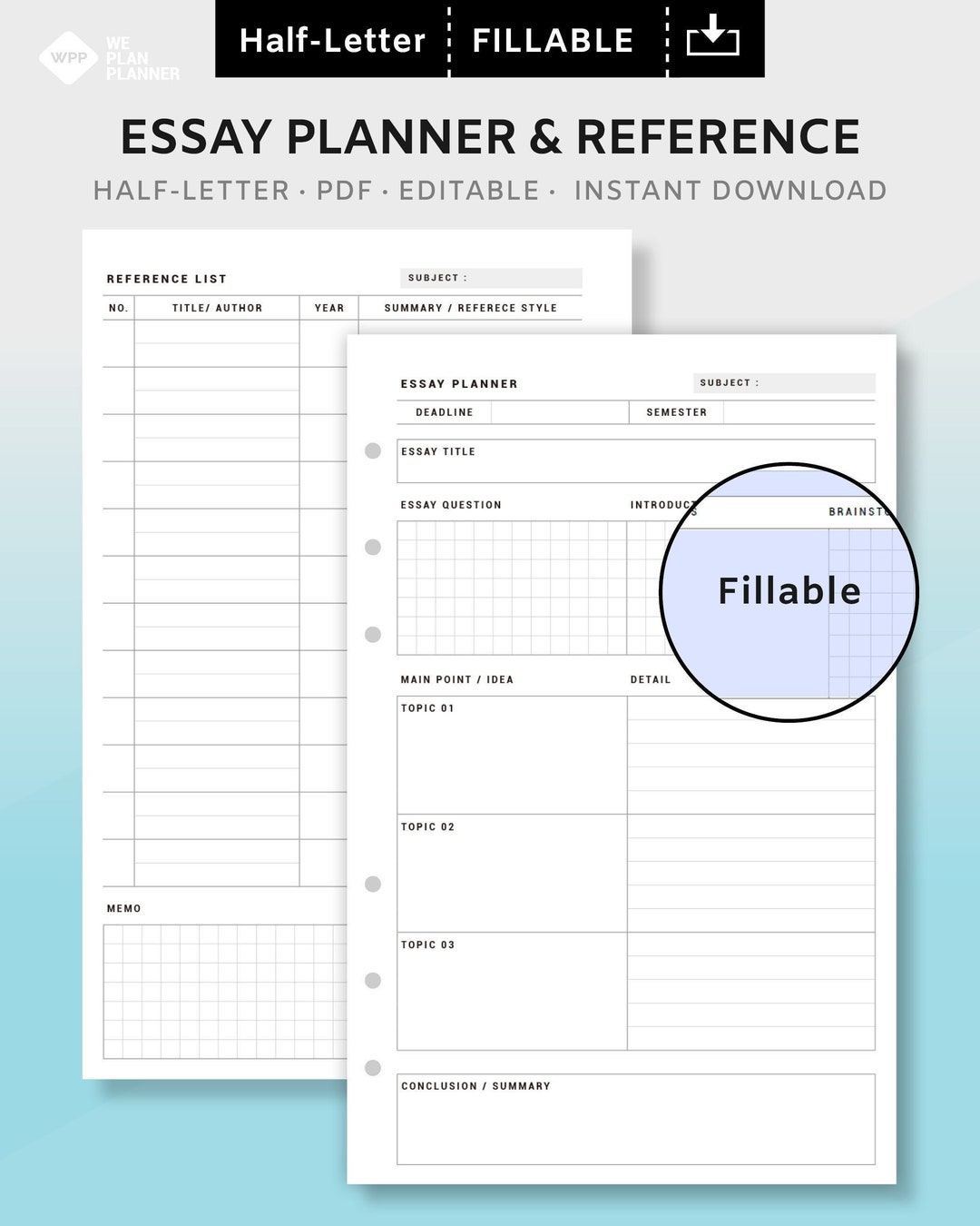 Essay Planner for Student | Printable Essay Writing Template ...