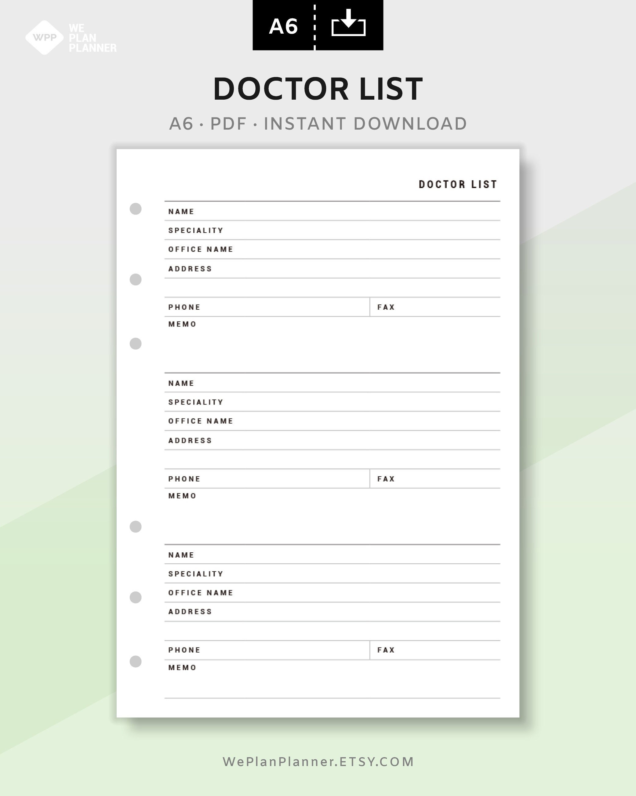 Doctor Contacts List | Doctor Info Insert Page | Hospital List ...